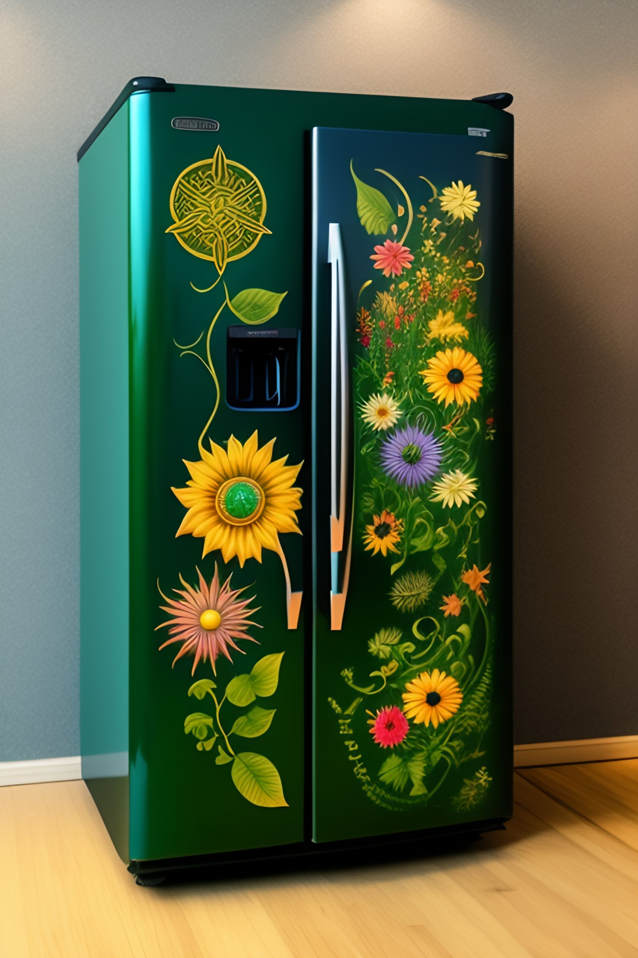 Lexica - Vines and flowers inside a normal mini or small refrigerator ...