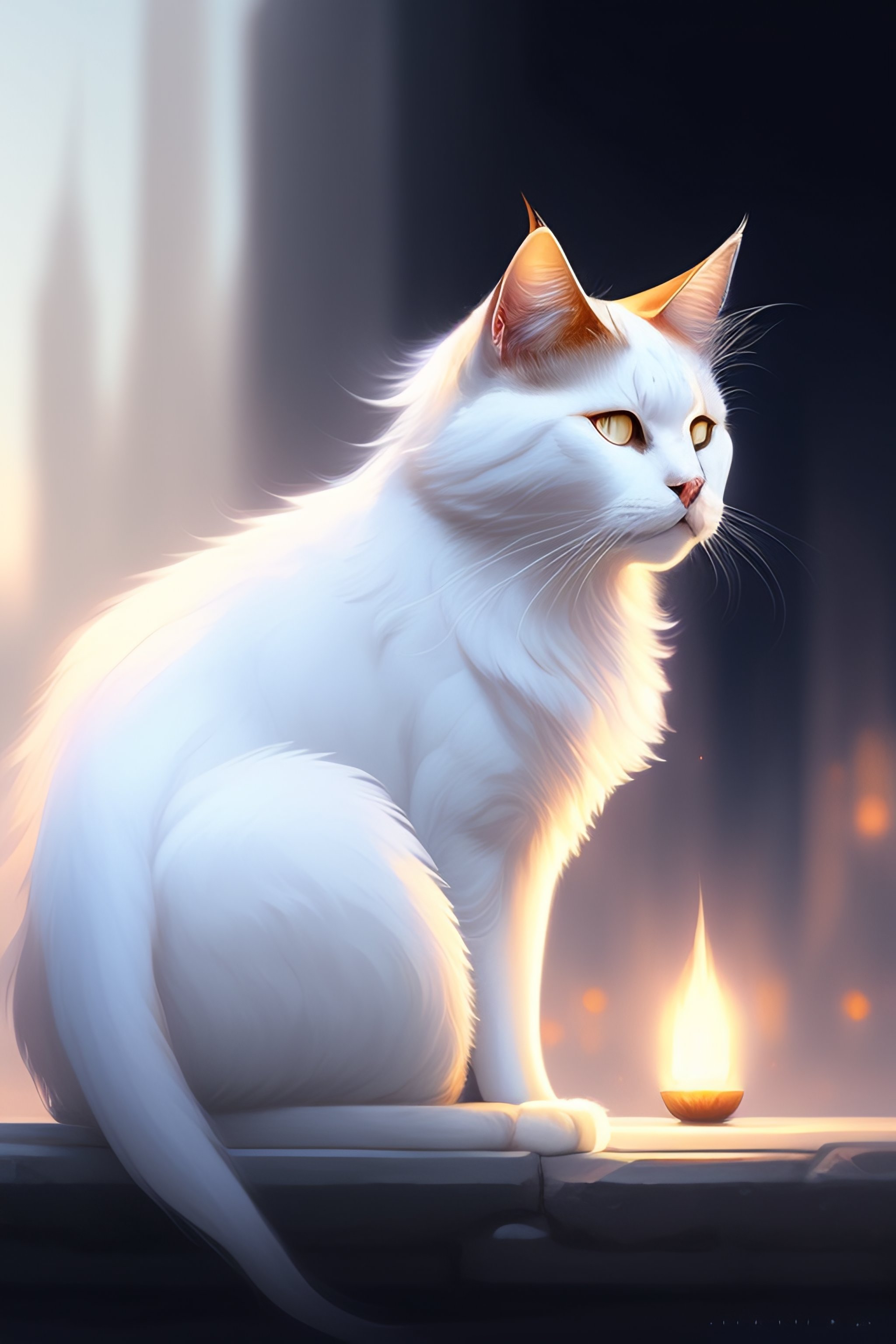 Lexica - White color cat, illustration, by jordan grimmer and greg ...
