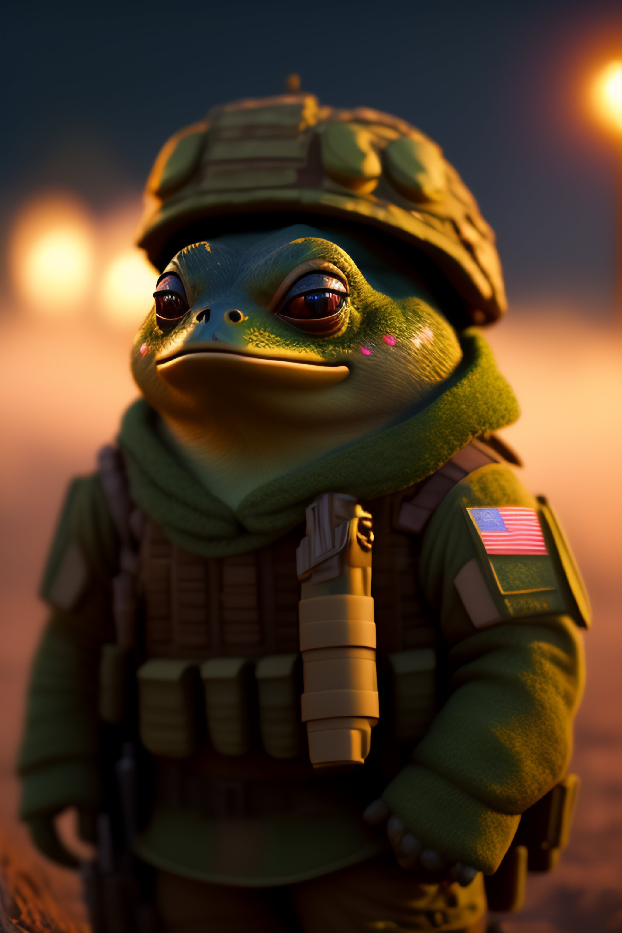 Lexica - An exhausted pepe the frog at the frontlines in the army at ...