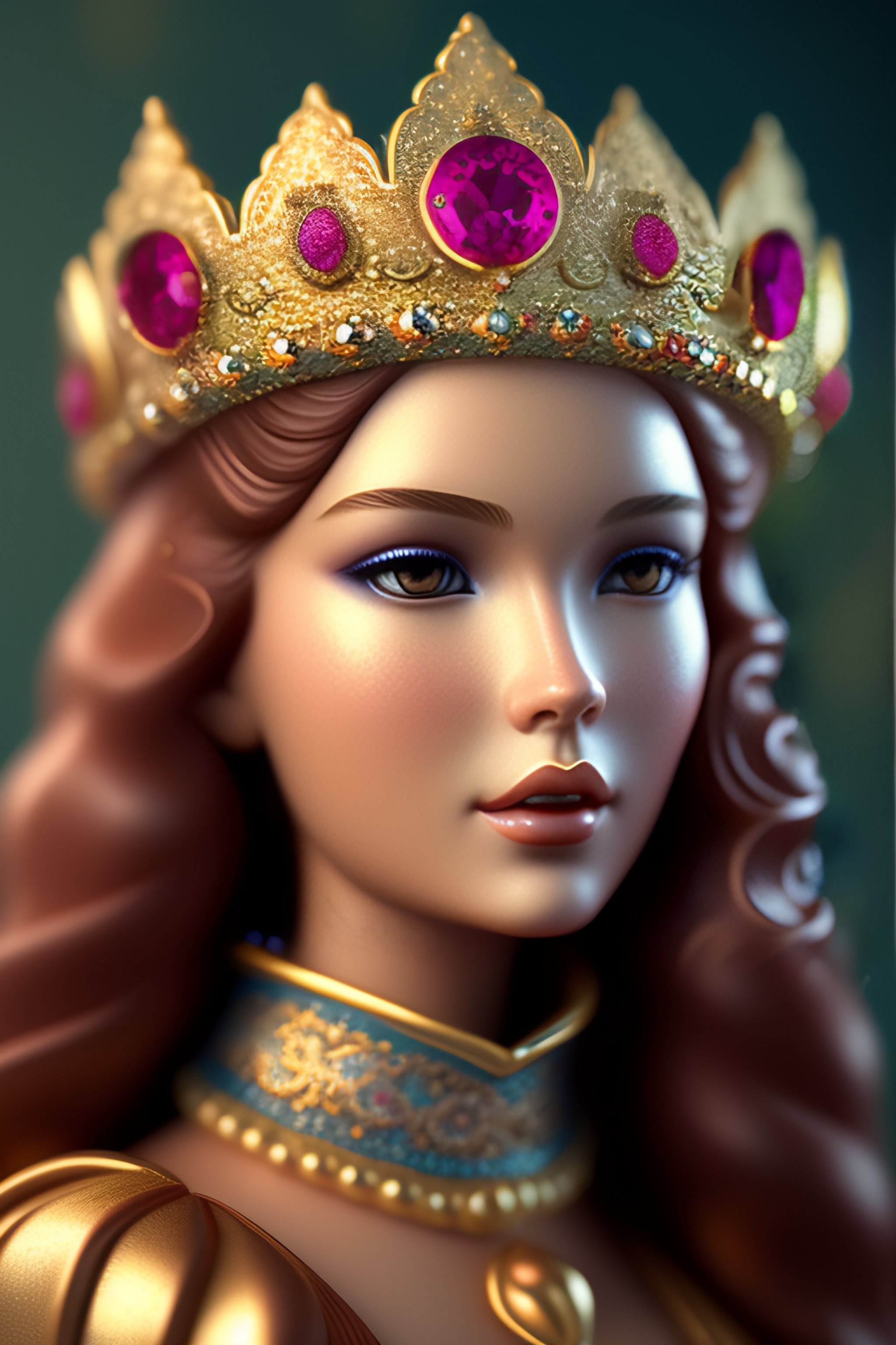 Lexica - Closeup profile portrait of tin toy fairytale princess wearing ...