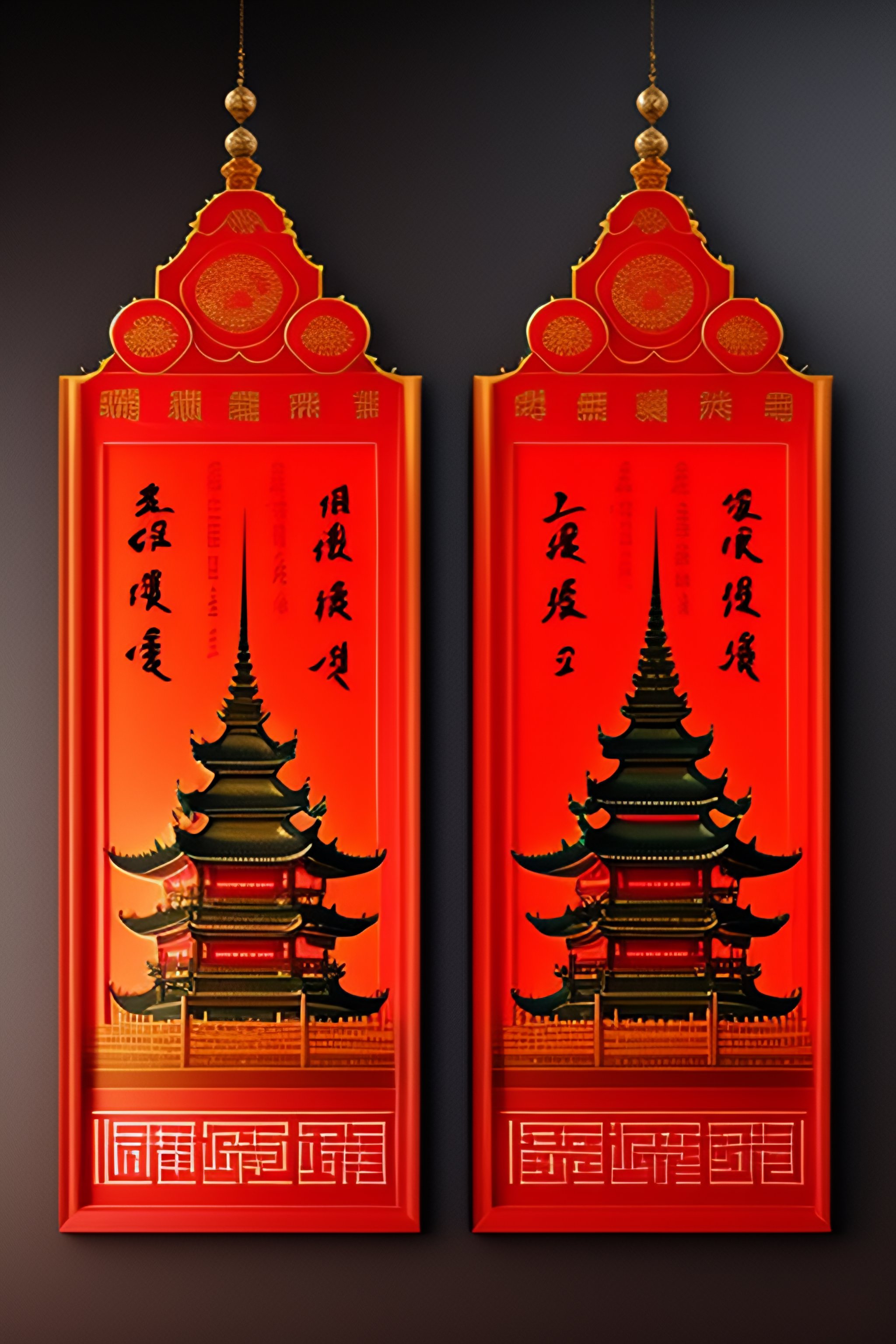 Lexica - Chinese red couplets with four characters, auspicious words