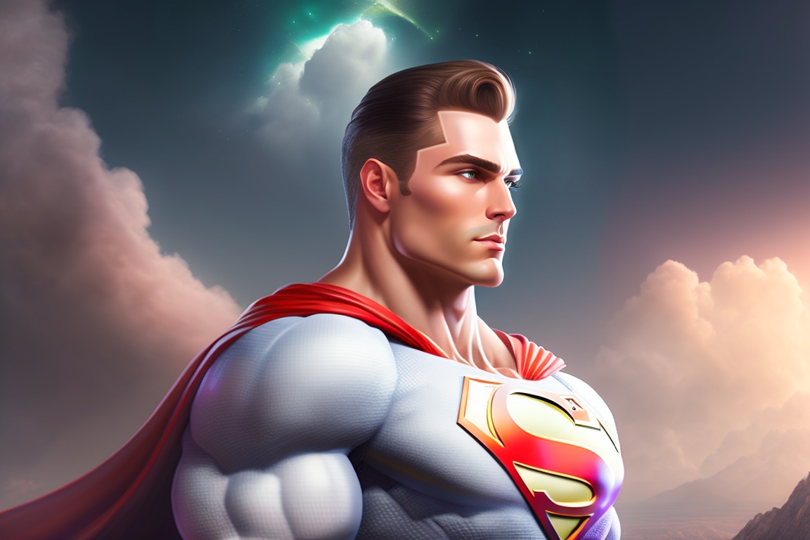 Lexica - The epic portrait of Superman, dressed in white attire and ...