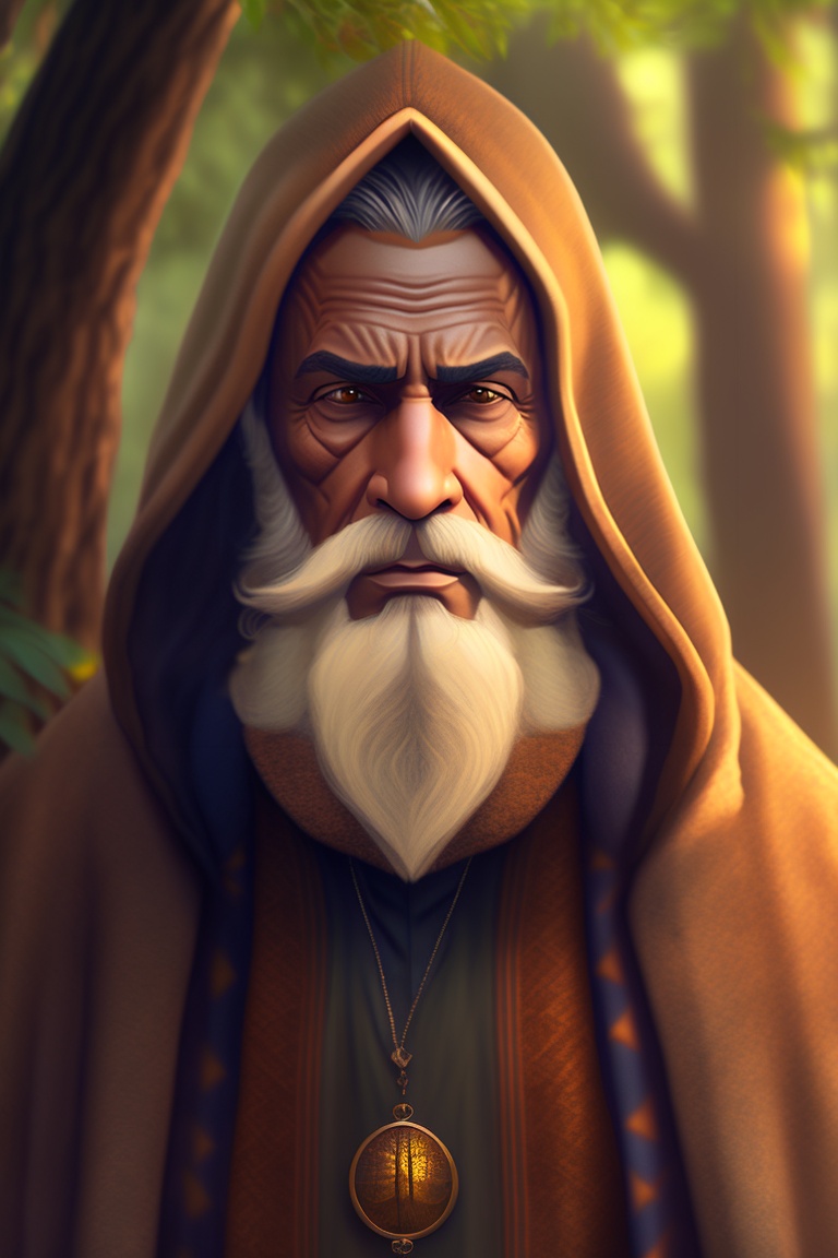 Lexica - An old man, with a long beard wearing a hood, he has a ...