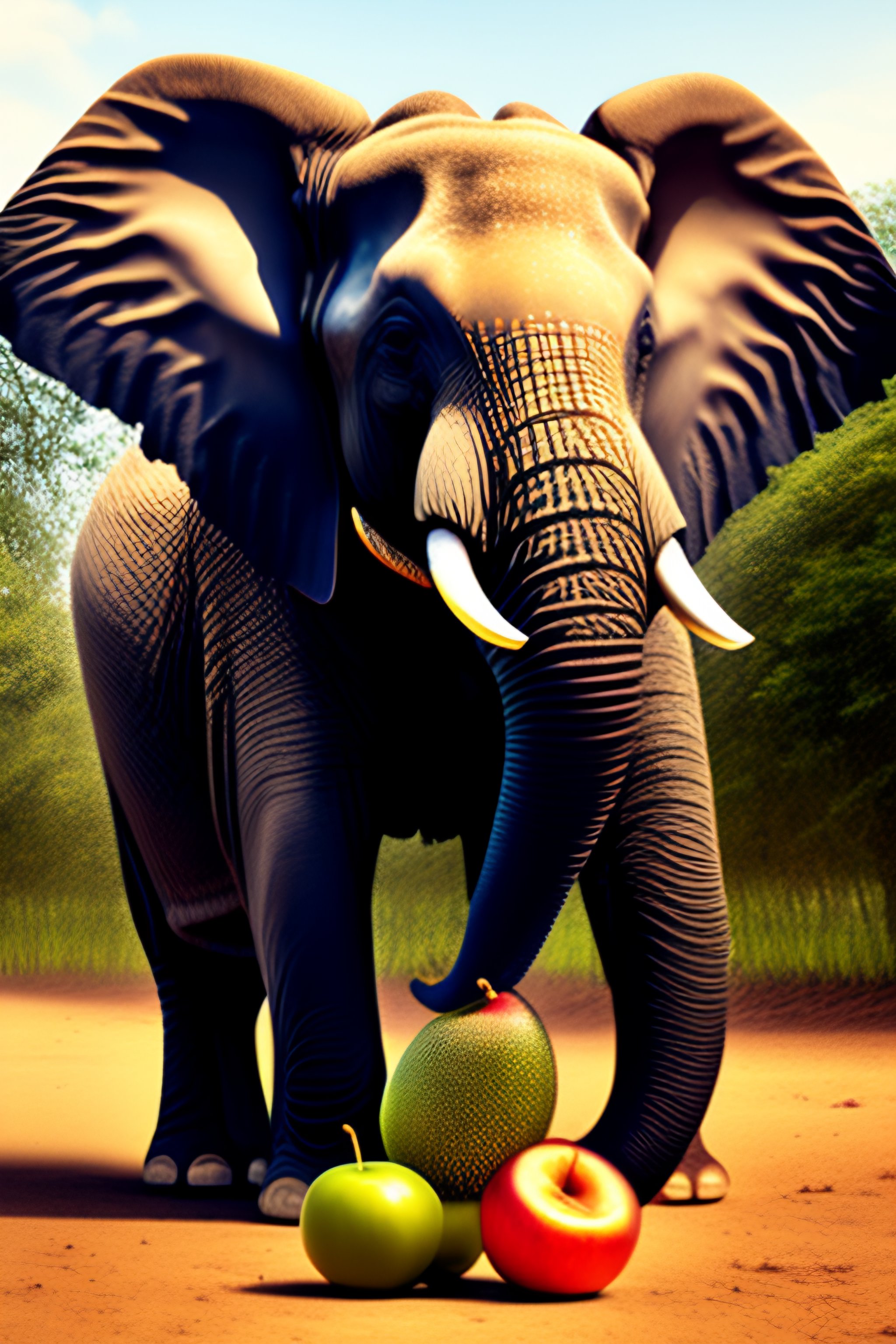 Elephant Eating Fruits