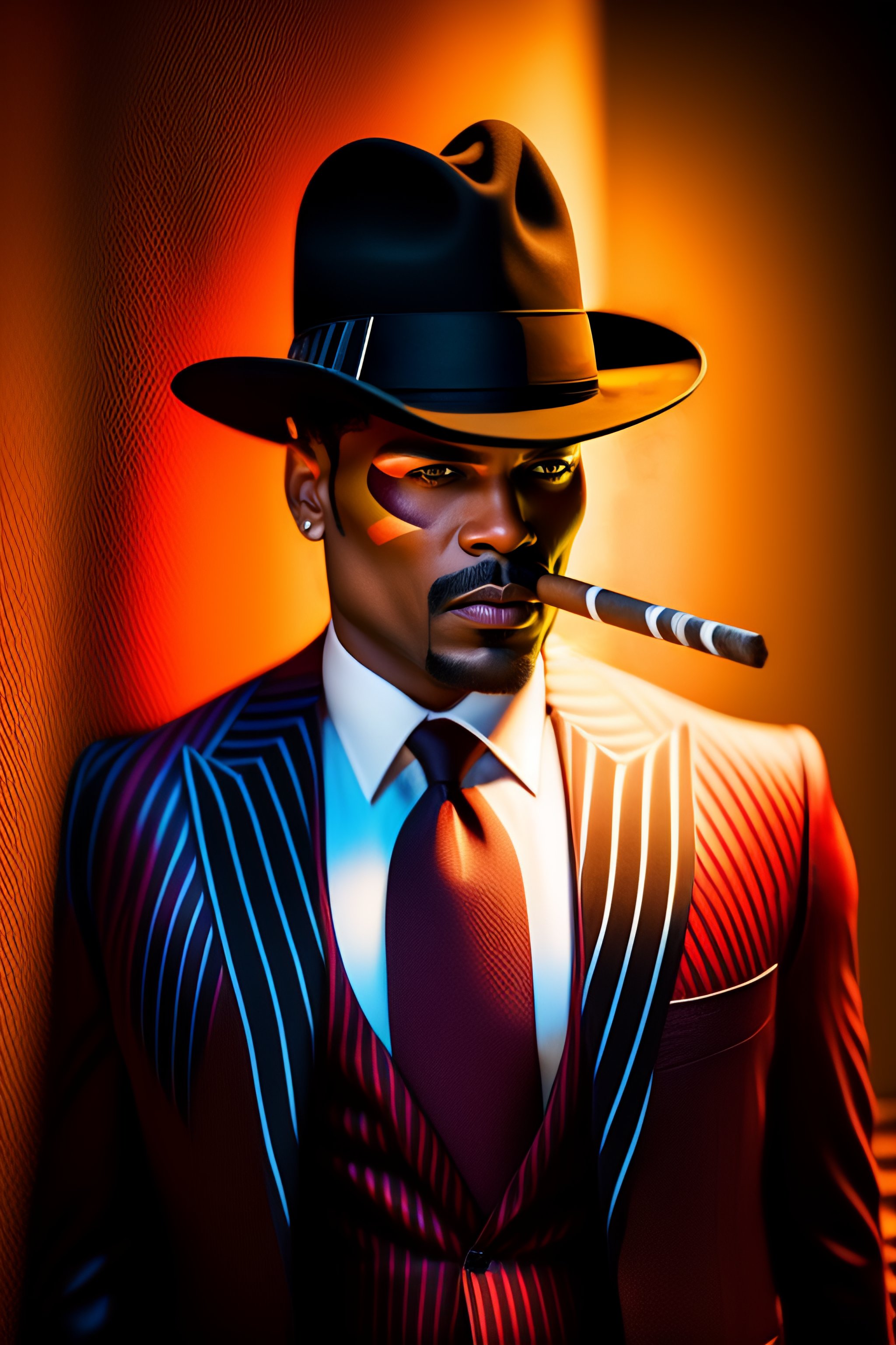 Lexica - 3d render, a gangster, with an aggressive face, with a cigar ...