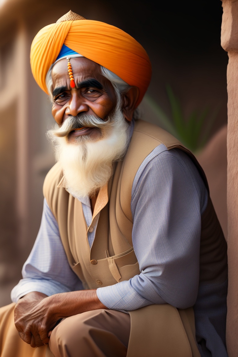 Lexica - Make 45 years funny old indian Man, Farmer , 8K