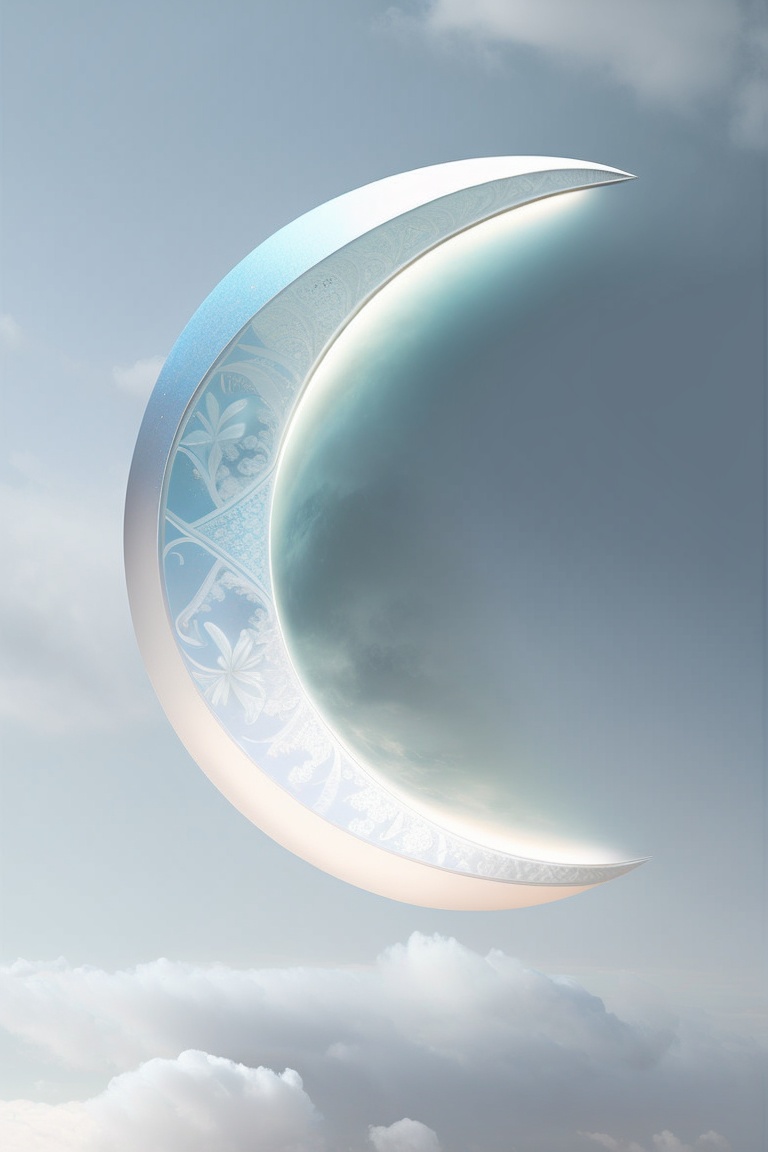 Lexica - A serene and ethereal depiction of a gentle crescent moon in a ...