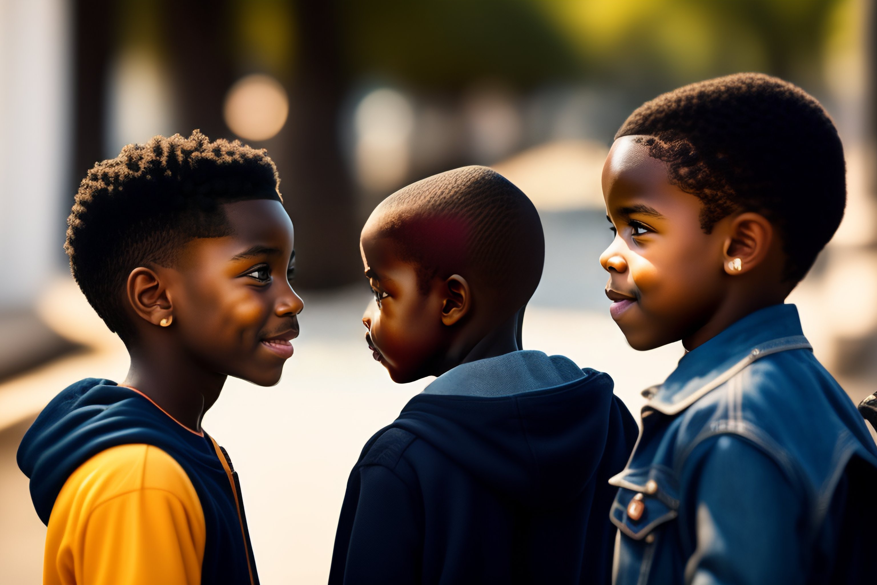 Lexica - Black boy talking to a stranger with kind words