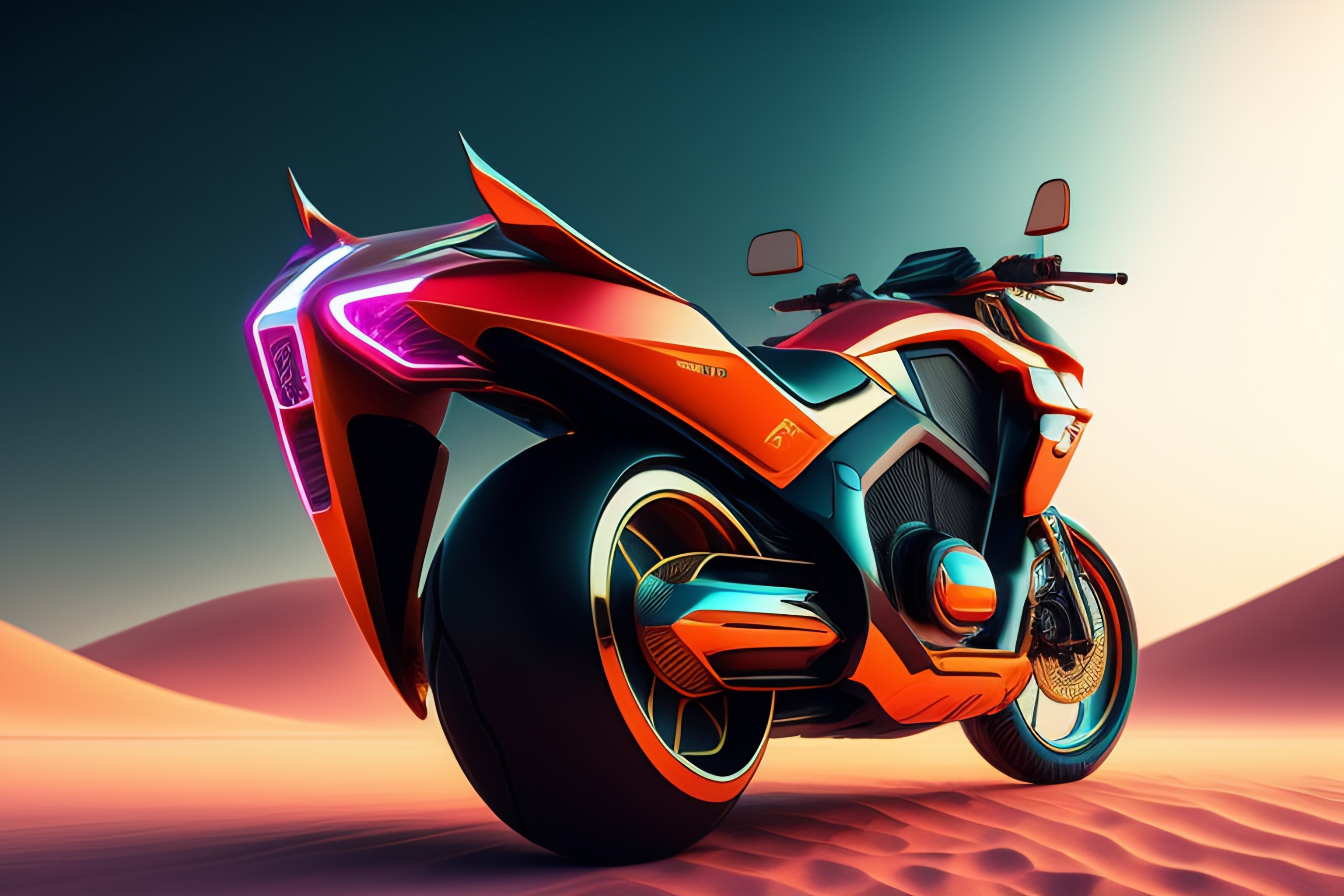 Lexica - Cyberpunk hoover bike flying through the desert Symmetry ...