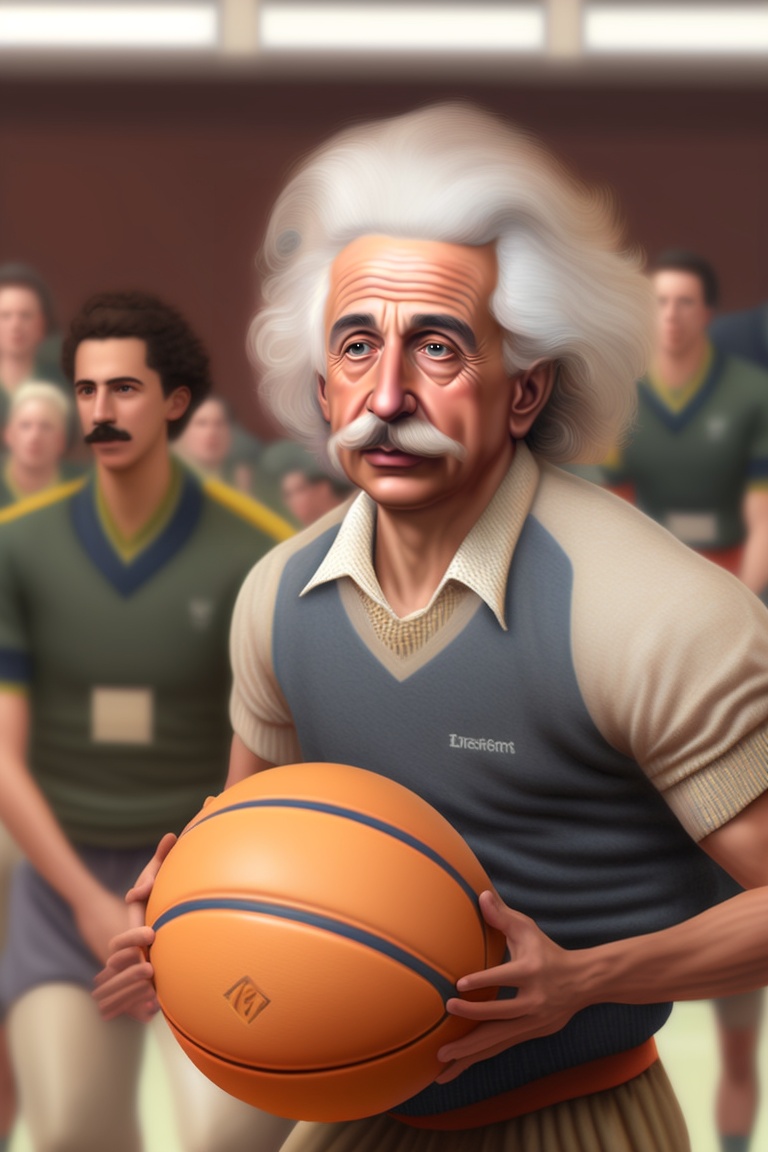 Lexica - Albert einstein playing basketball in school with Nicola Tesla ...