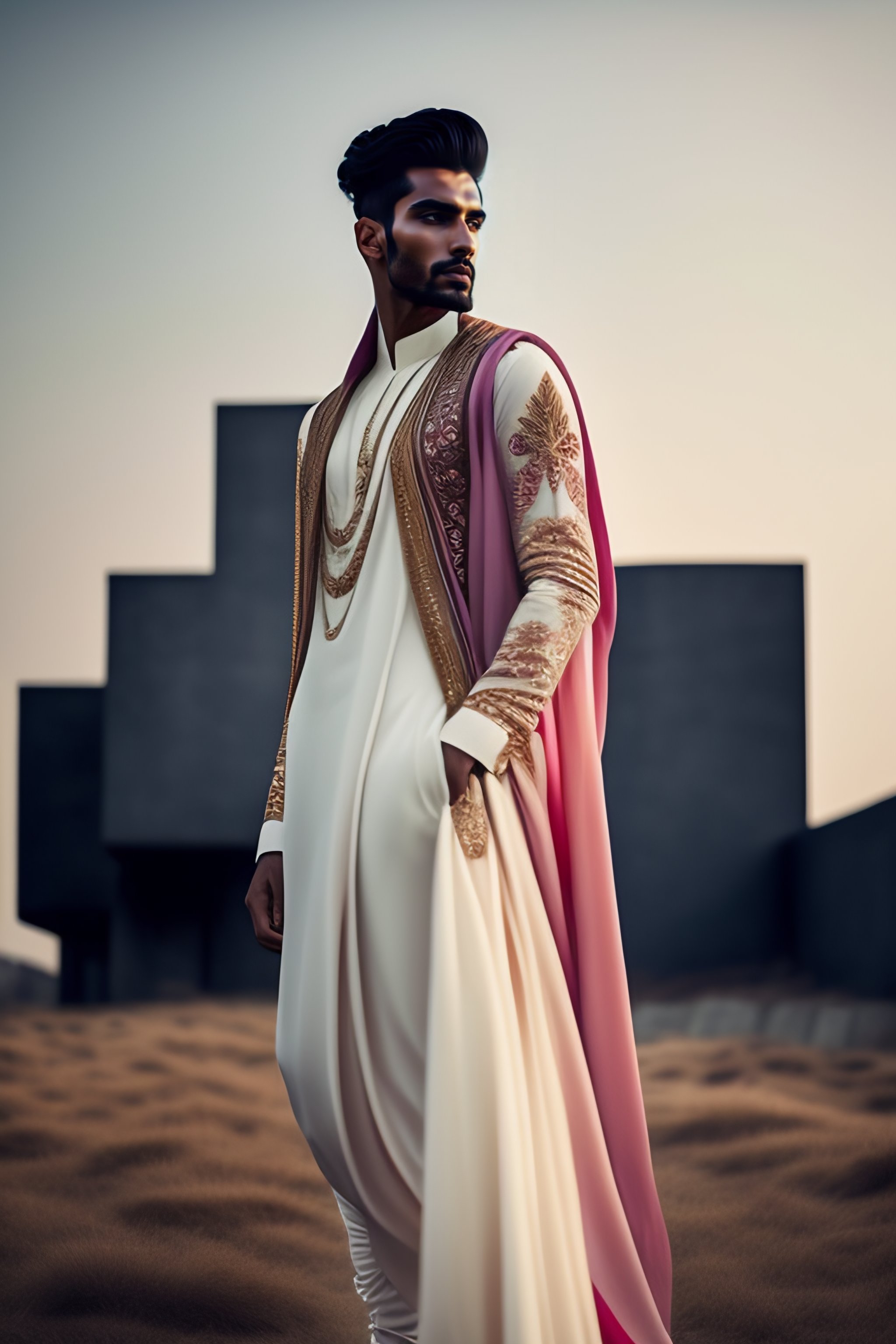 Lexica - Haute couture beautiful pakistani male, fashion model ...