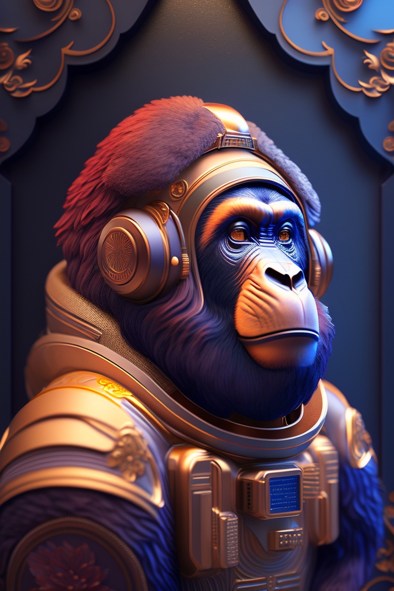 Lexica - A portrait of a ape astronaut by hokusai, paper illustration ...