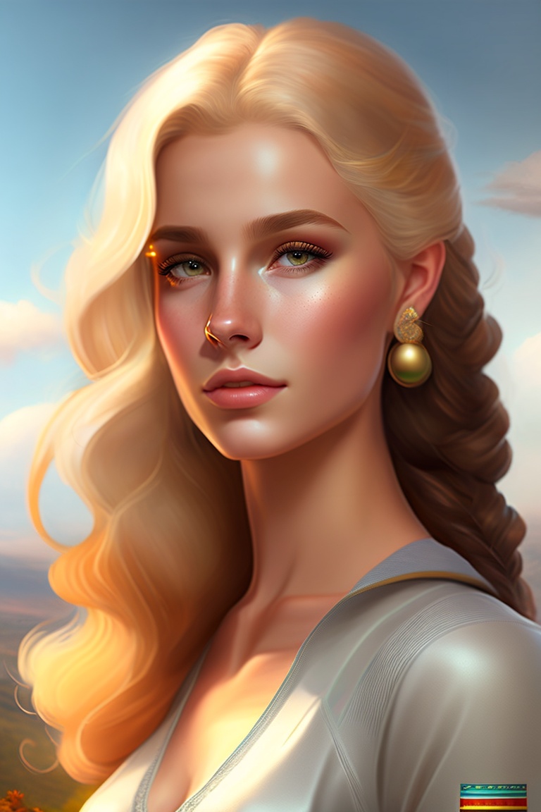 Lexica - Natural, sad, blonde haired, old school, proto bulgarian girl