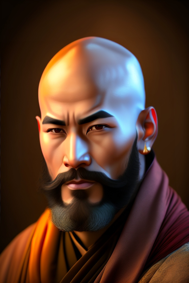 Lexica - Face of a buddhist monk, sturdy, serious, brave, enigmatic ...