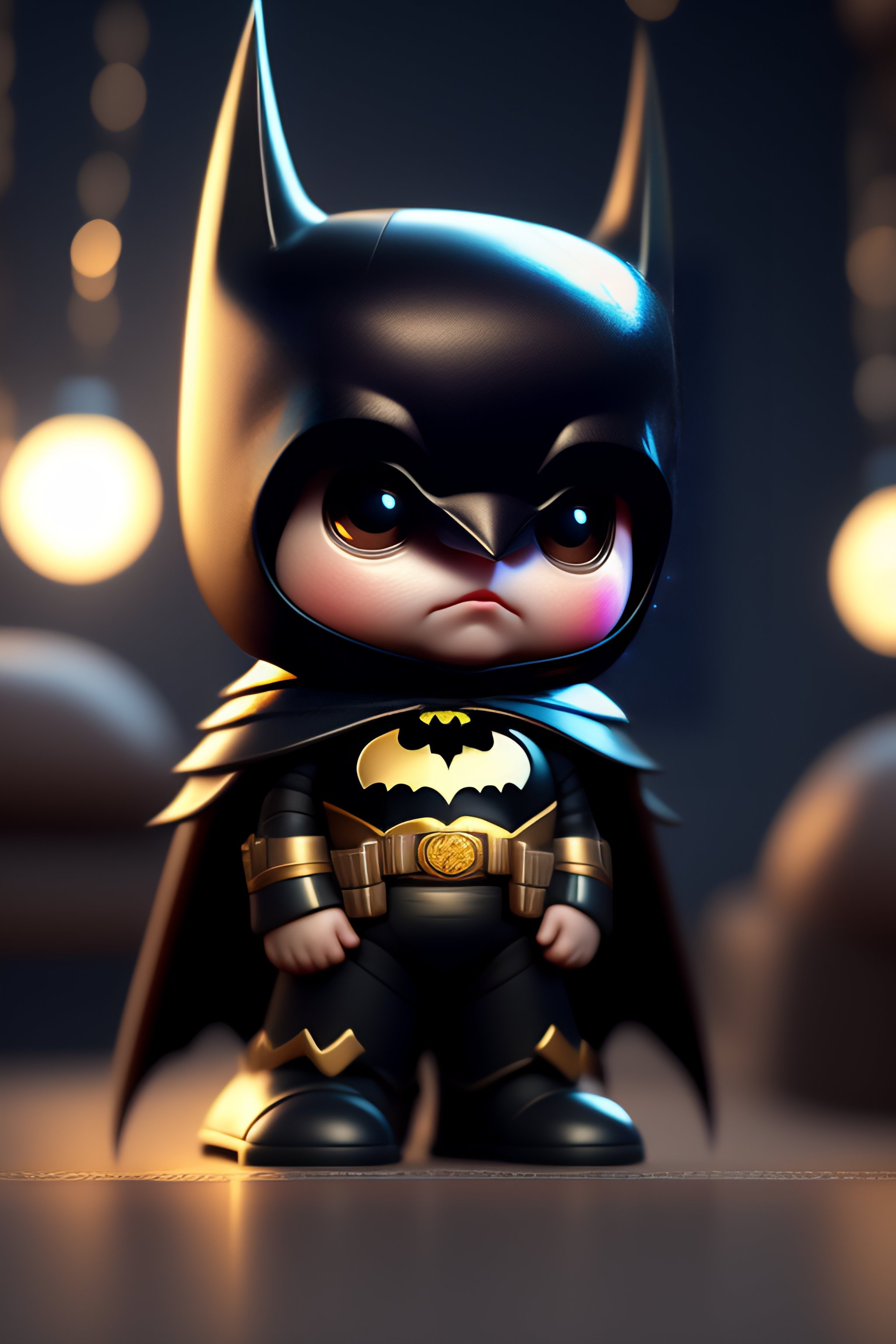 Lexica - Cute small humanoid batman sitting in front of laptop ,unreal ...