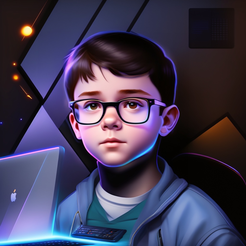 Lexica - A nerdy boy is programming at a computer in a room full of ...