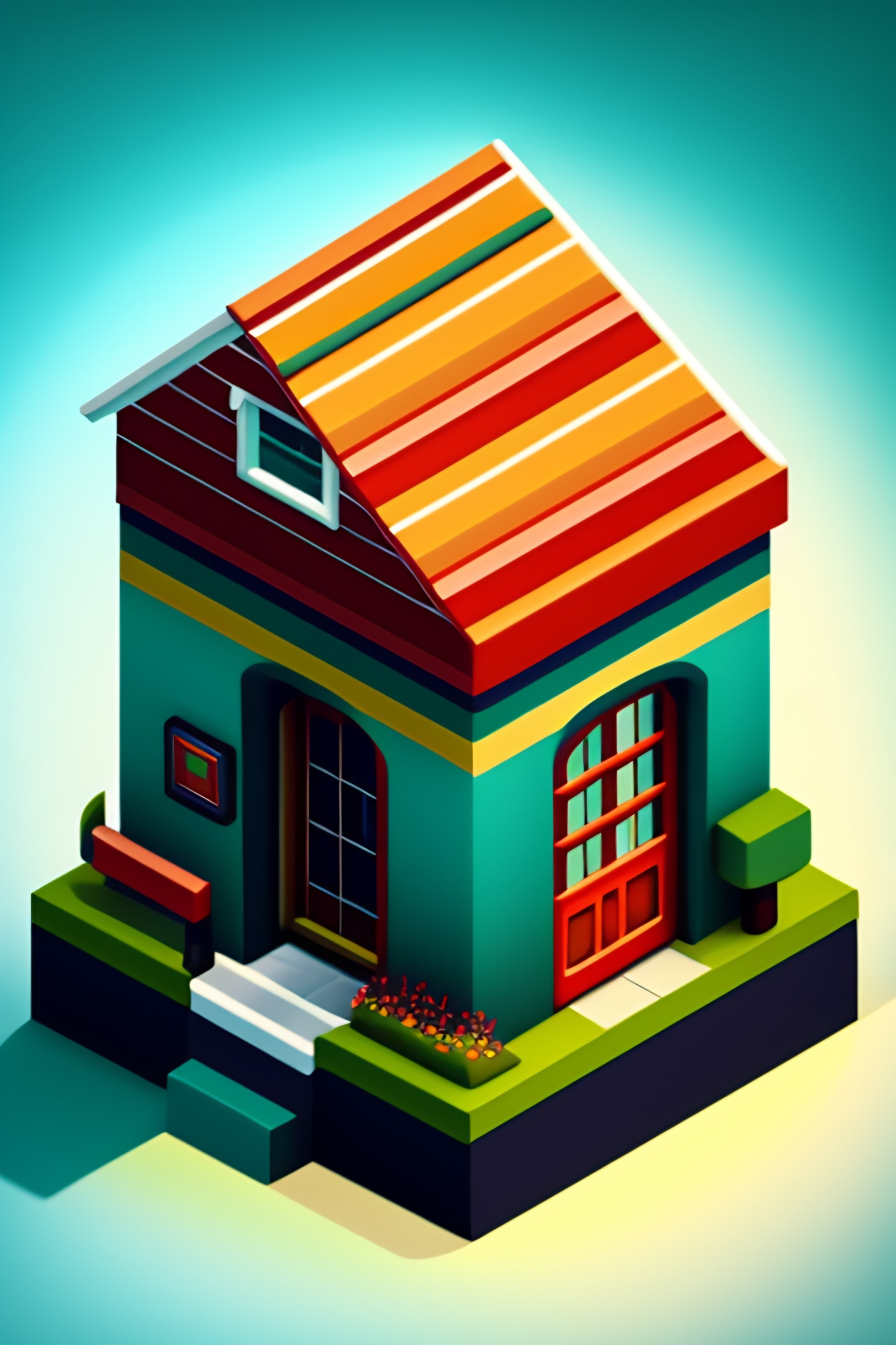 Lexica - Isometric clean pixel art image of outside of cute design studio