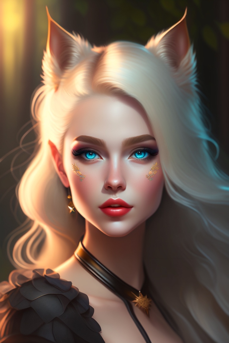 Lexica - Pretty lycan girl, big eyes, plump lips, surrealism, blonde ...