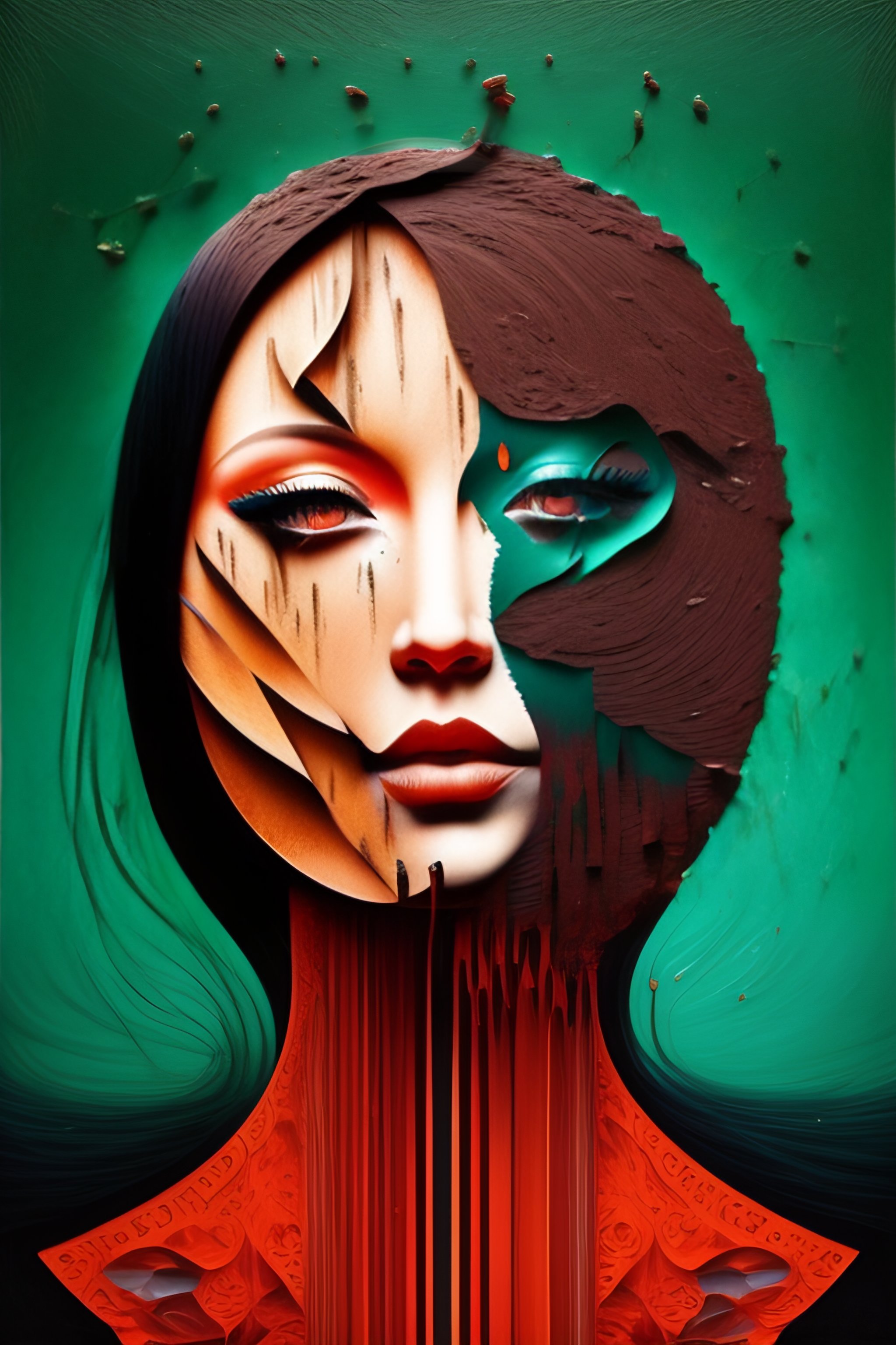 Lexica - Face shredded like paper, dark horror, surreal, illustration ...