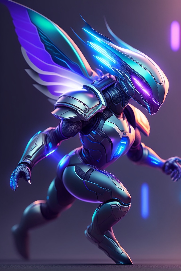 Lexica - An alien with sliver color metallic wings and bio nano armor ...