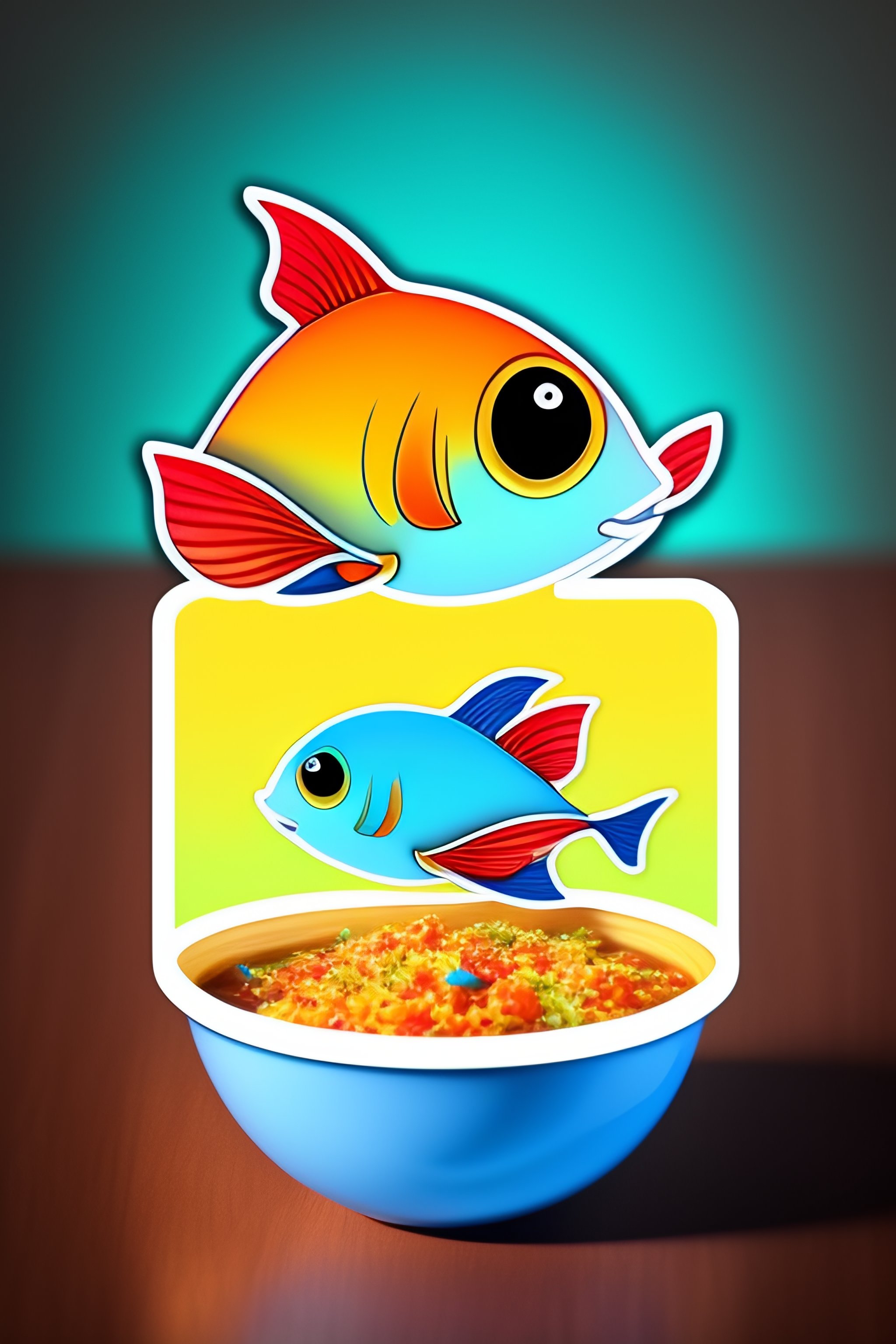 Lexica - Cute cartoon fish in bowl sticker, anime style, solid ...