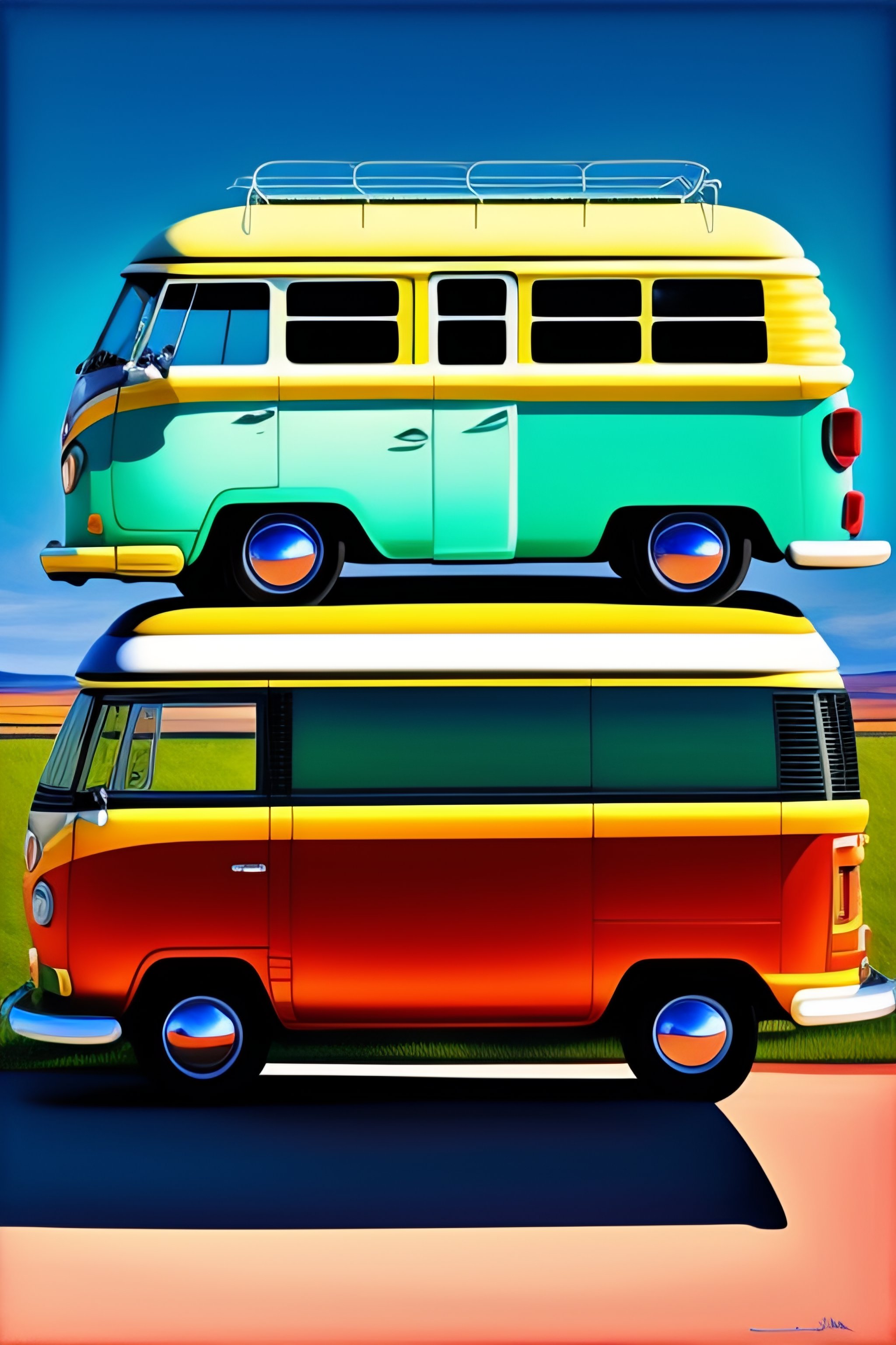 Lexica - Impressionist painting of volkswagen van painted by picasso