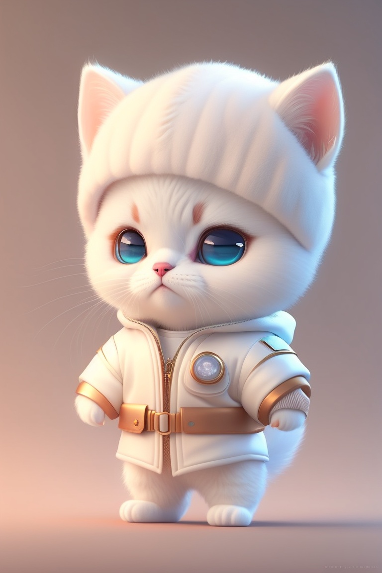Lexica - Cute and adorable cartoon anthropomorphic baby white cat in ...