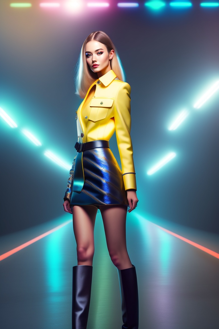 Lexica - Cute, cool fashion model modern chic cute woman on a runway ...