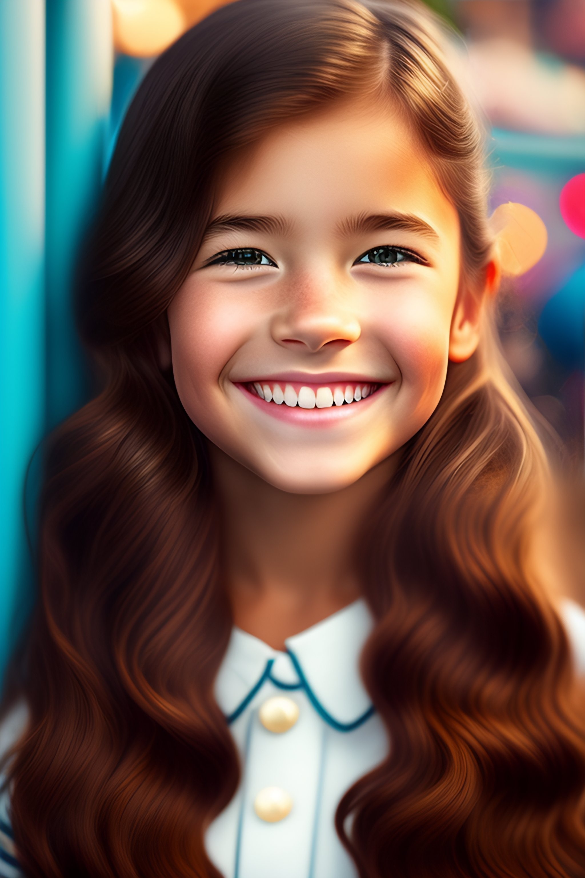 Lexica - Little playful beautiful fair girl with smile, side view