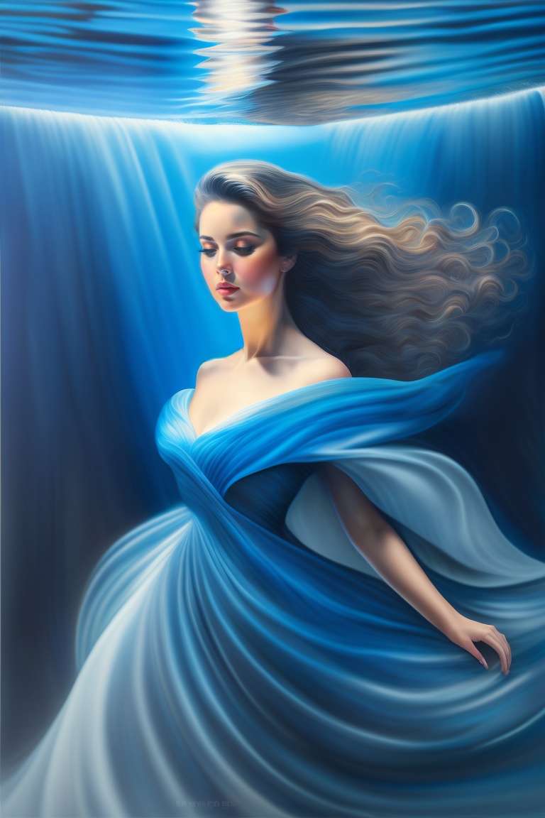 Lexica - Charcoal drawing of beautiful woman, underwater during sunrise ...