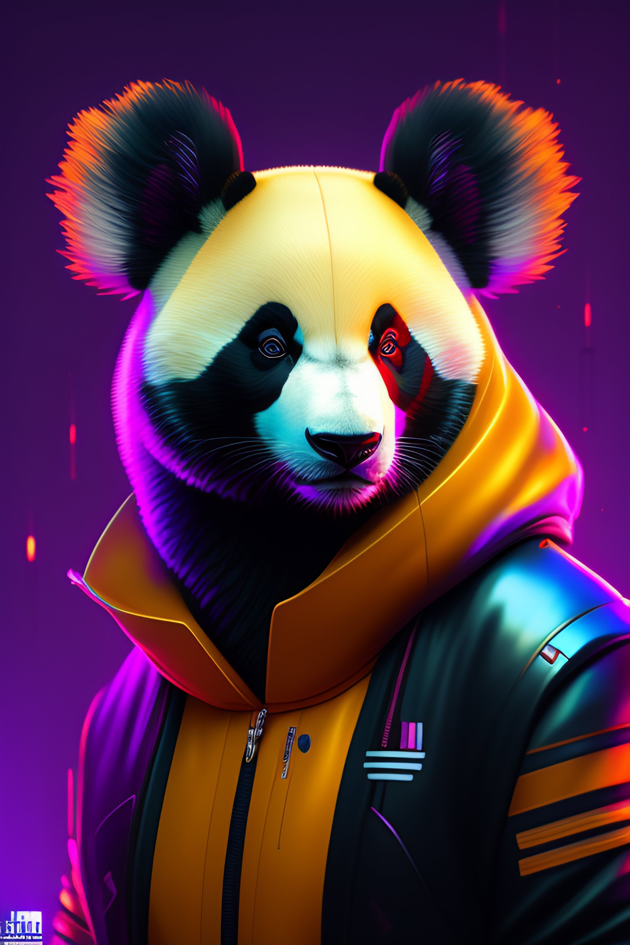 Lexica - A portrait of a cyberpunk panda, mandala, fantasy, elegant ...