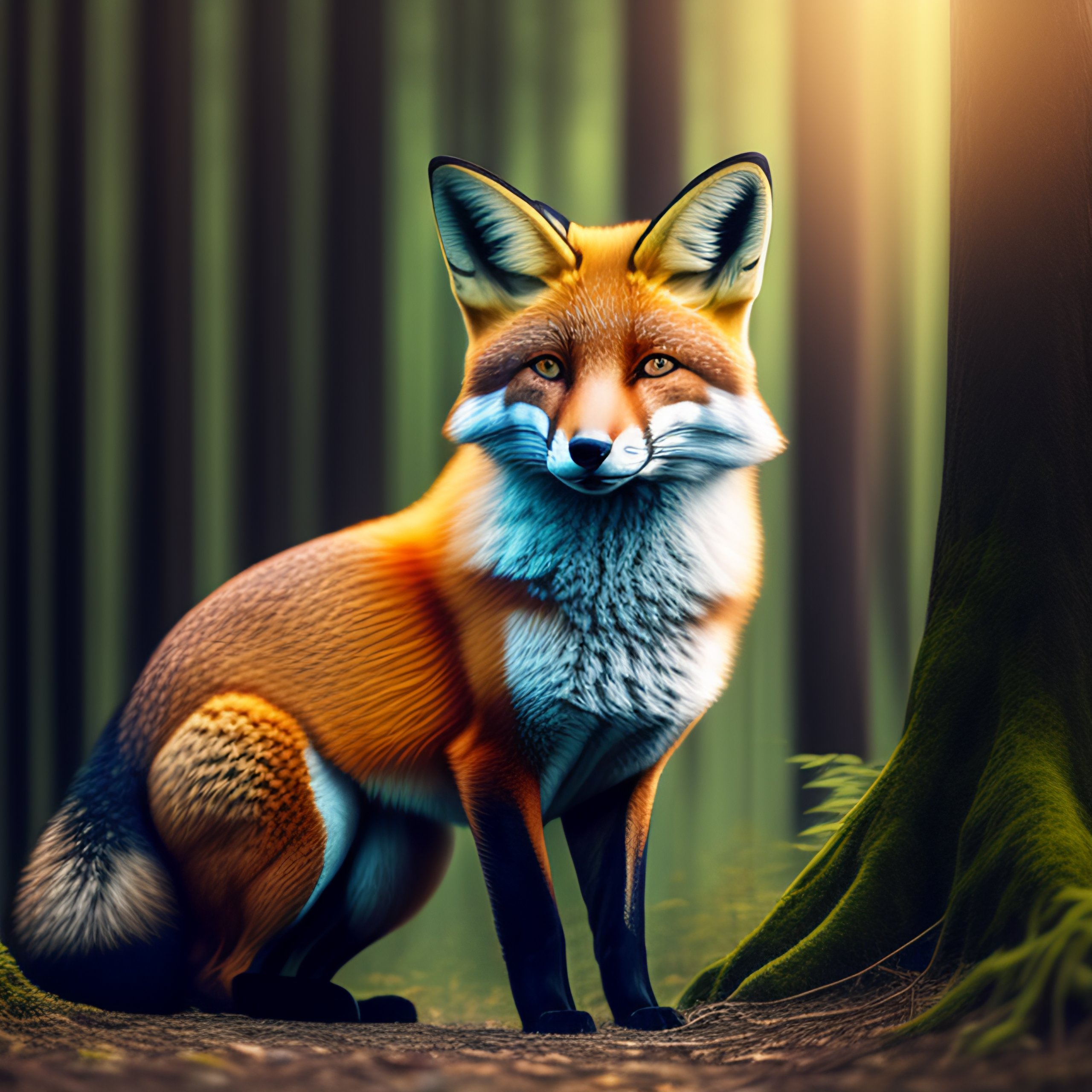 Lexica - Real fox, full body, in a forest, detailed, national ...