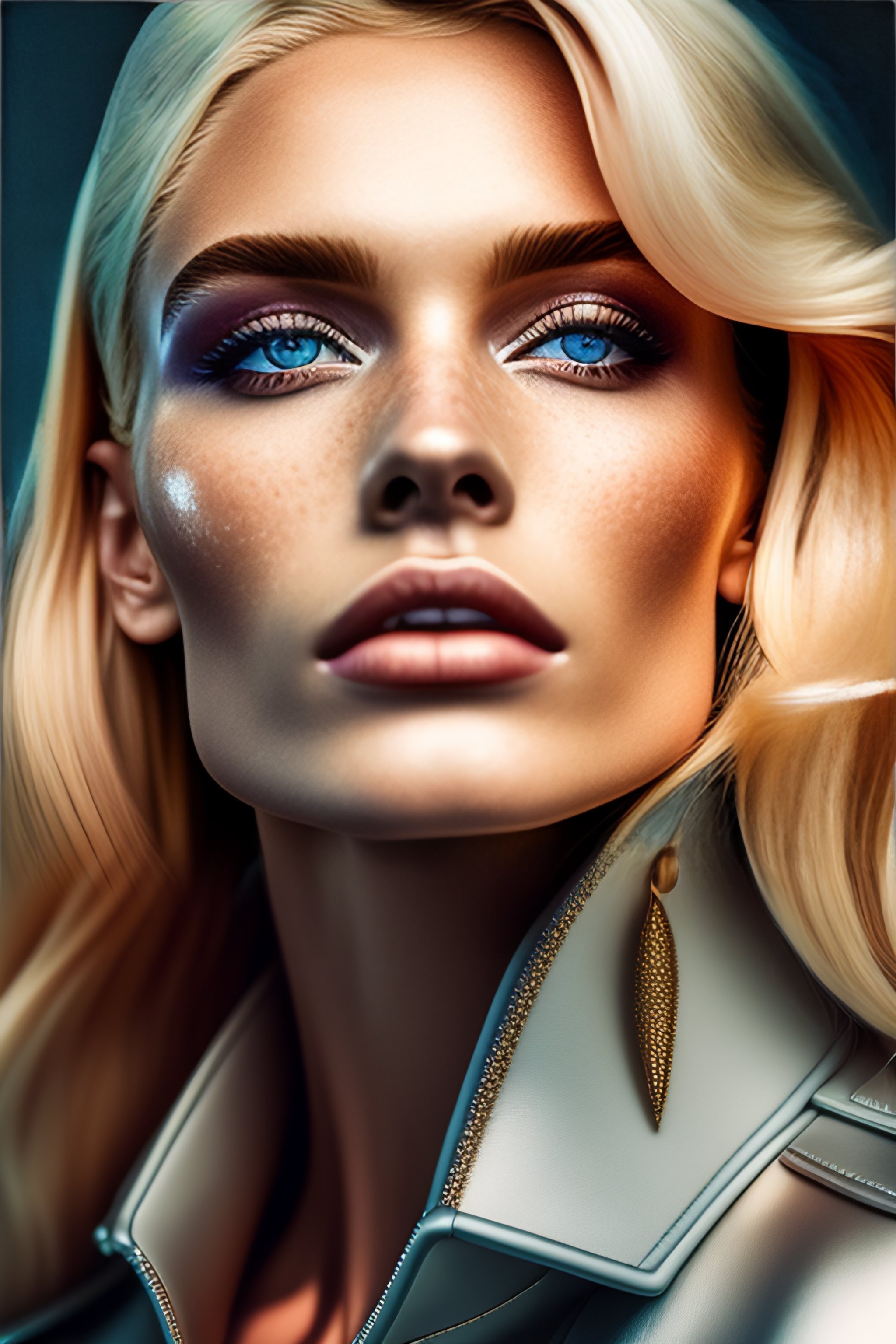 Lexica - A photo close-up of a beautiful blonde woman with freckles ...