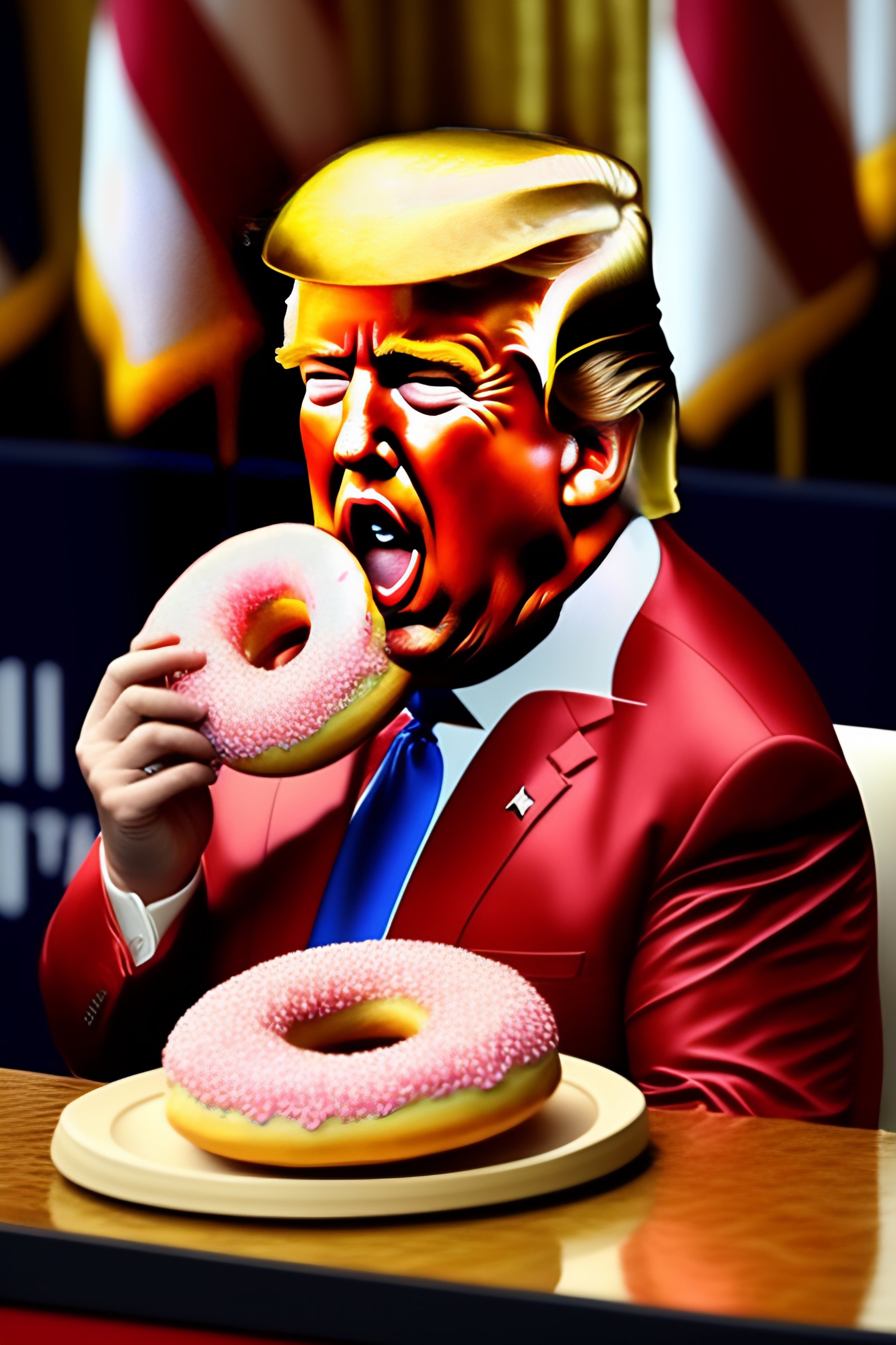 Lexica - Donald Trump eating a donut
