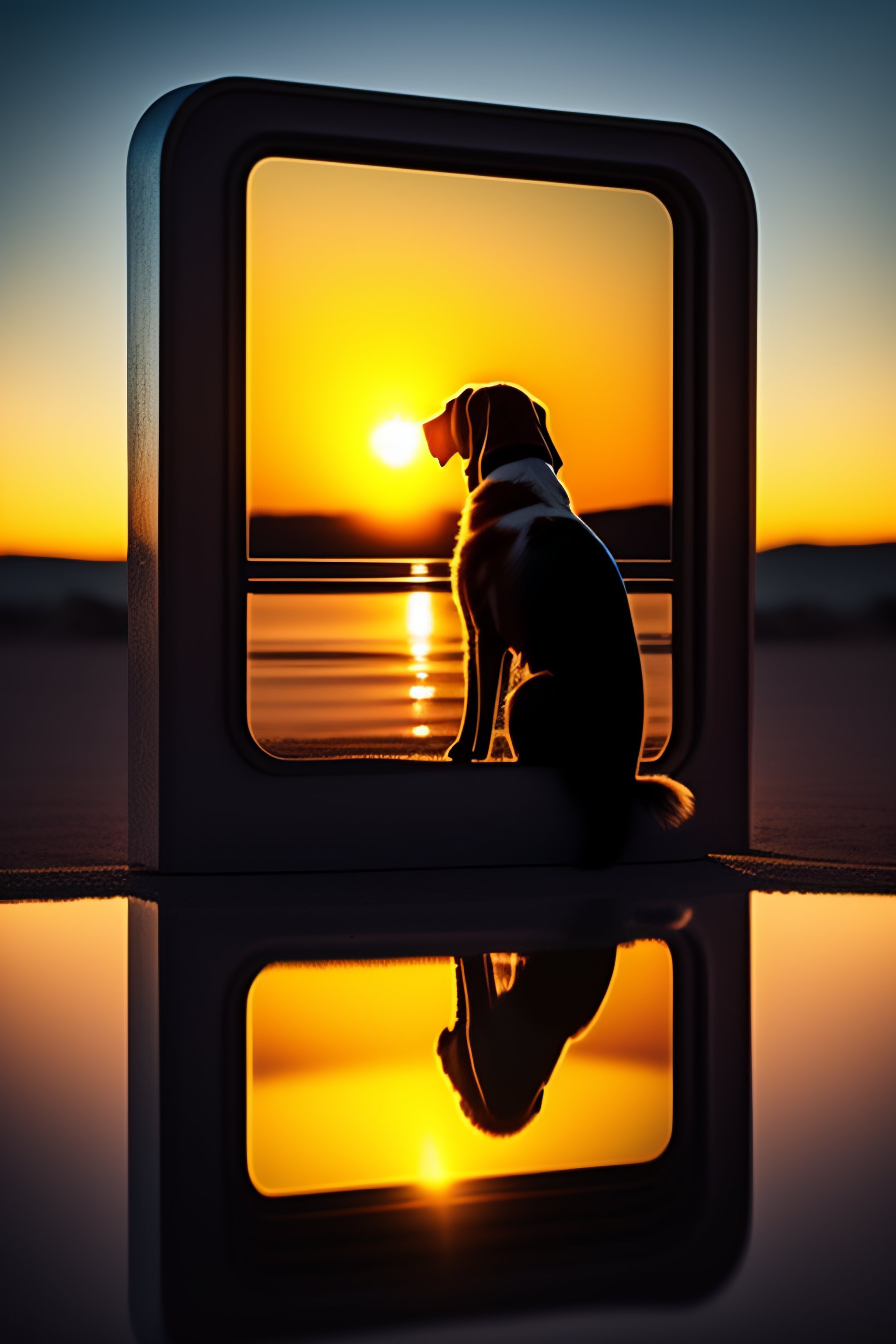 Lexica - A dog staring at the sun in a mirror