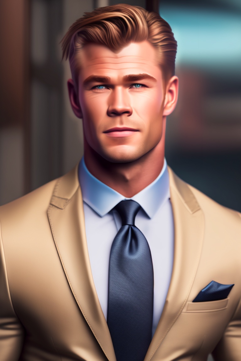 Lexica - Chris Hemsworth, dressed in a suit , dslr, 85mm, attractive ...