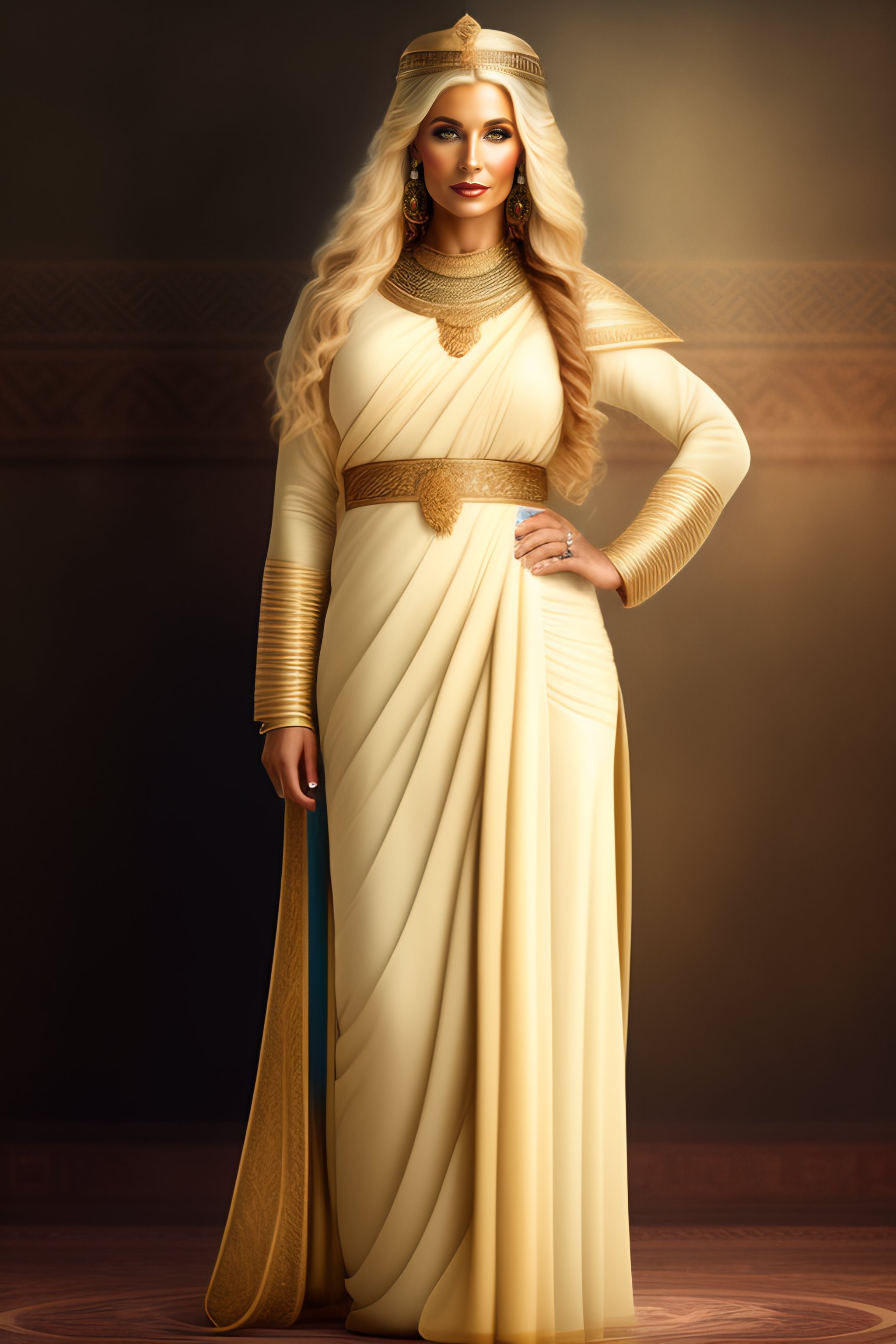 Lexica - Full body woman in her 40s with long blonde hair wearing ...