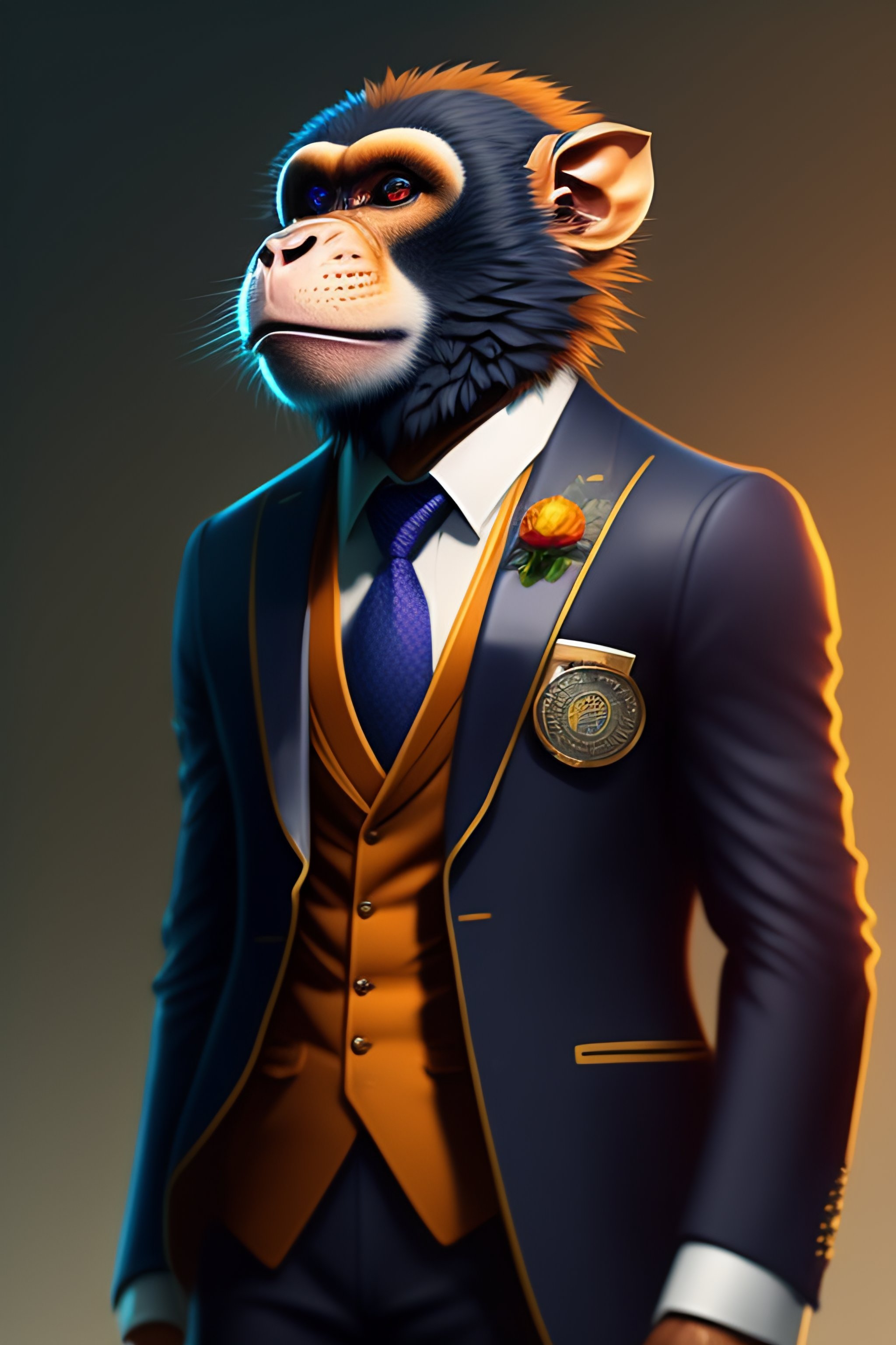 Lexica - Anthro furry humanoid monkey, three piece suit, checking watch ...