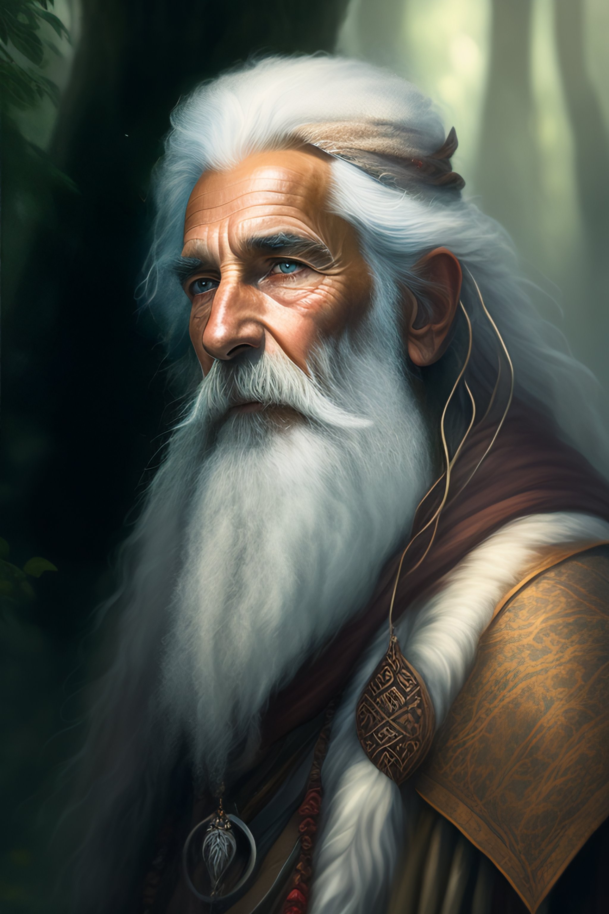Lexica - Portrait of scruffy skinny very old male druid in rags with ...