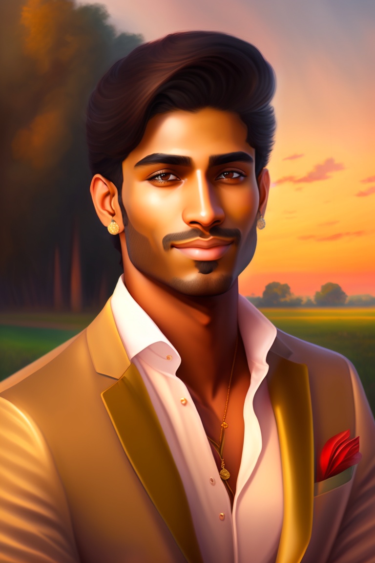 Lexica - A young handsome indian man with sheeny brown skin wearing a ...