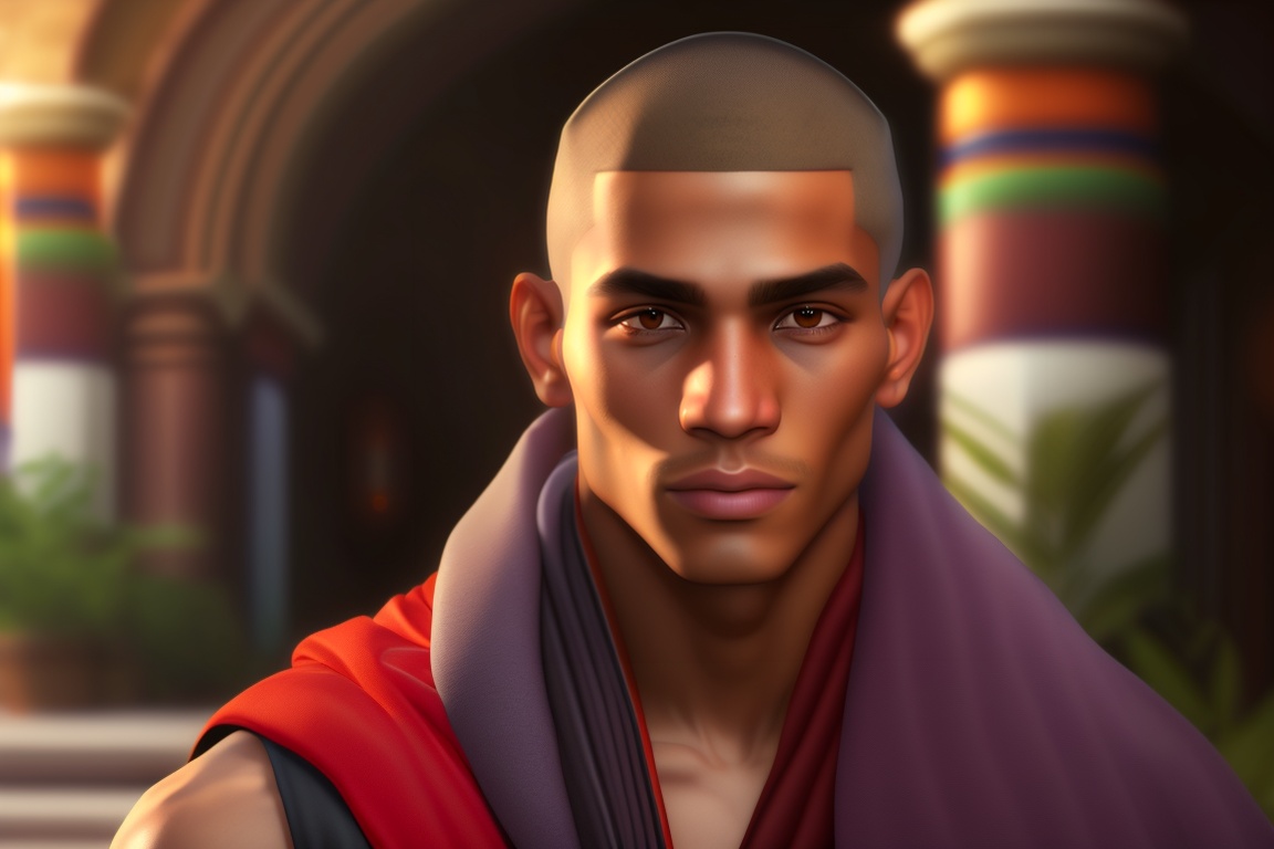 Lexica - Ultra realistic Wide angle, young man named Ravi who is a monk ...