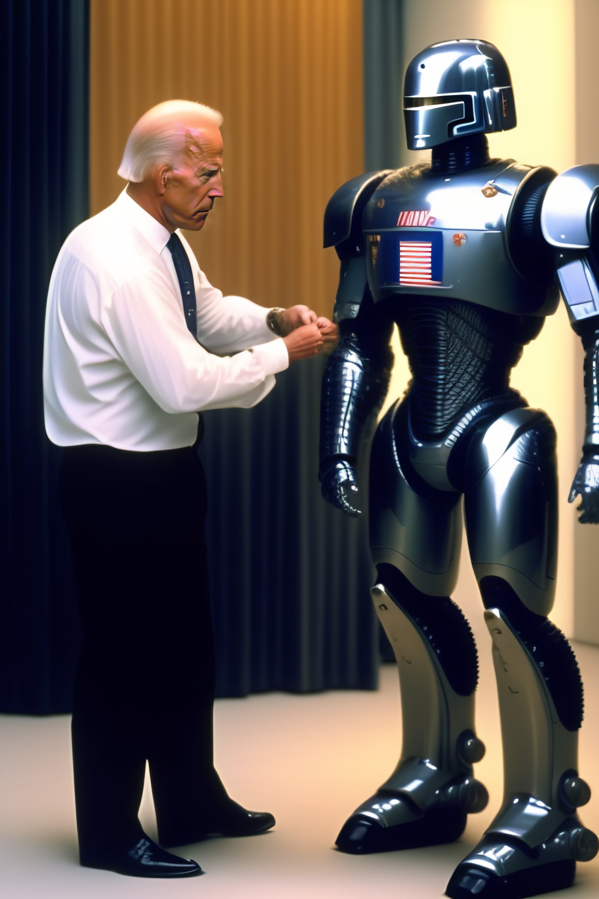 Lexica - 1 : 1 cinematic shot of joe biden being turned into robocop ...