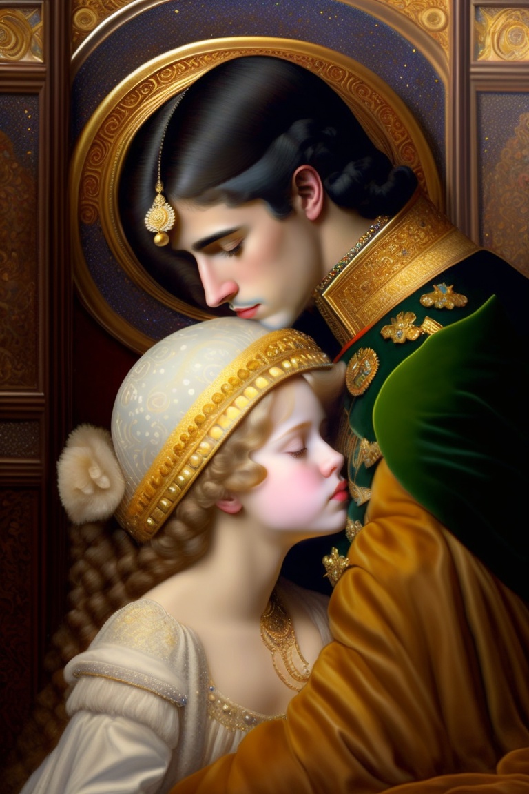 Lexica - Prince kisses princess,by Gustav Klimt