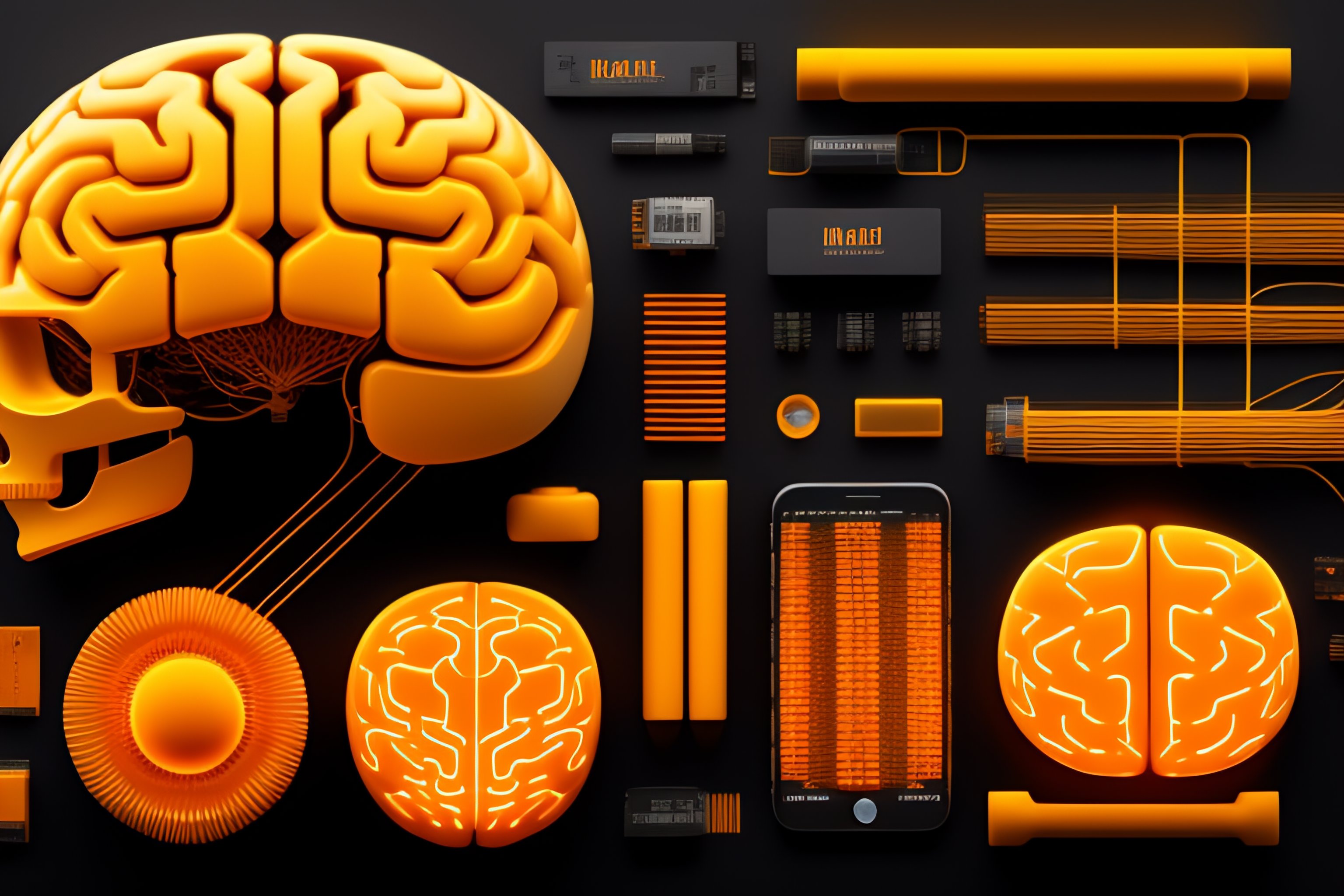 Lexica - Human brain merging machine ai parts, like iphone, light ...