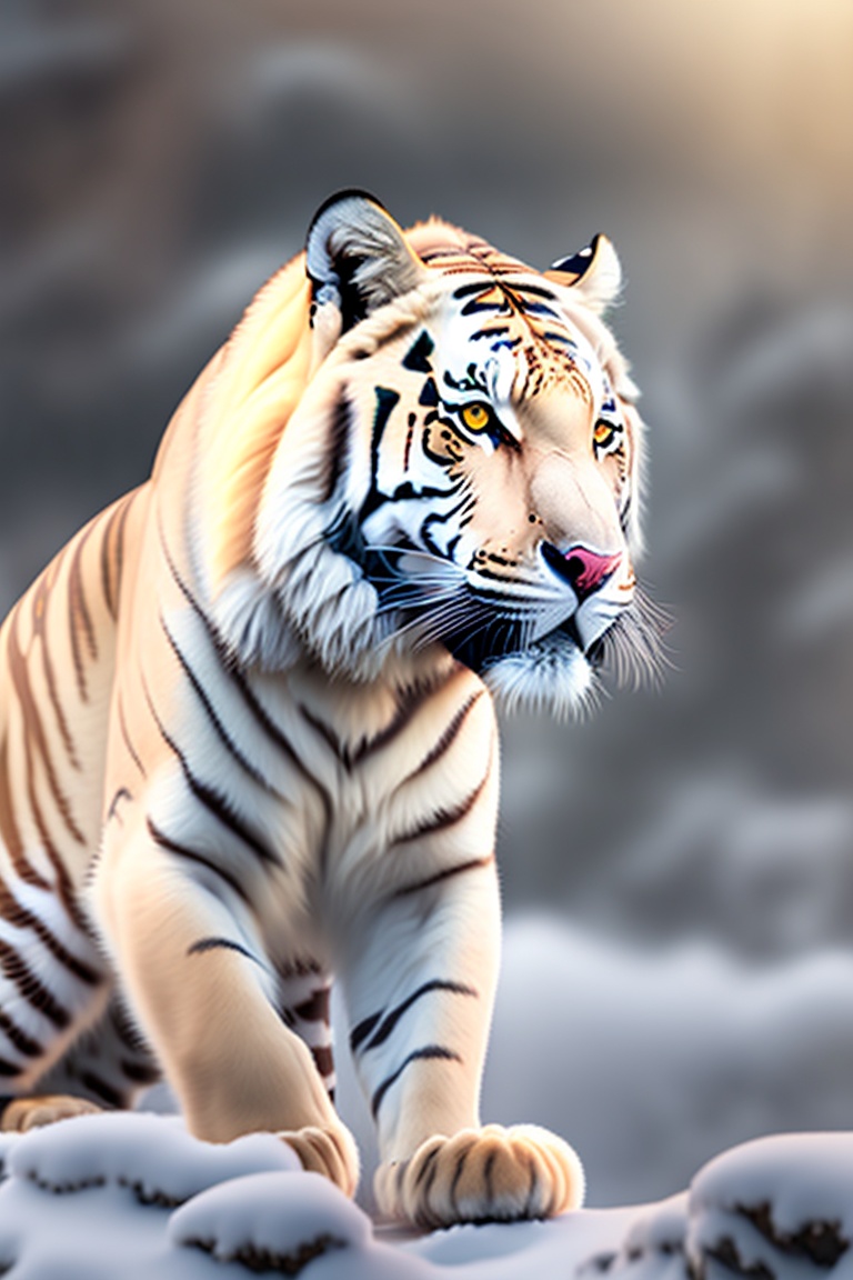 Lexica - A white tiger in a snowstorm, with high contrast and HDR ...