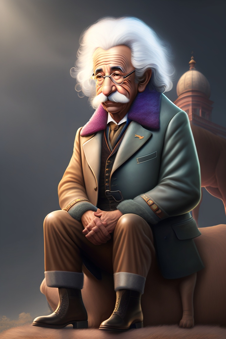 Lexica - Albert Einstein sitting on Buffalo, realistic,4k