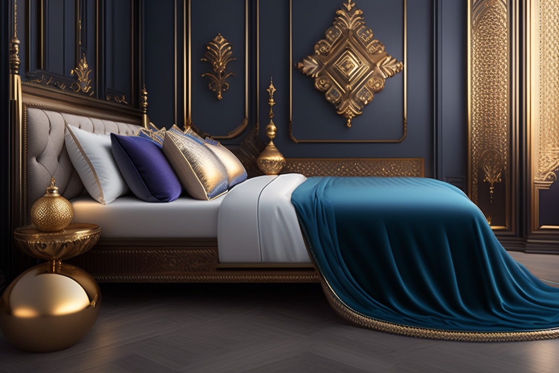 Lexica - An adorned feline gracefully rests on a luxurious bed, lost in ...