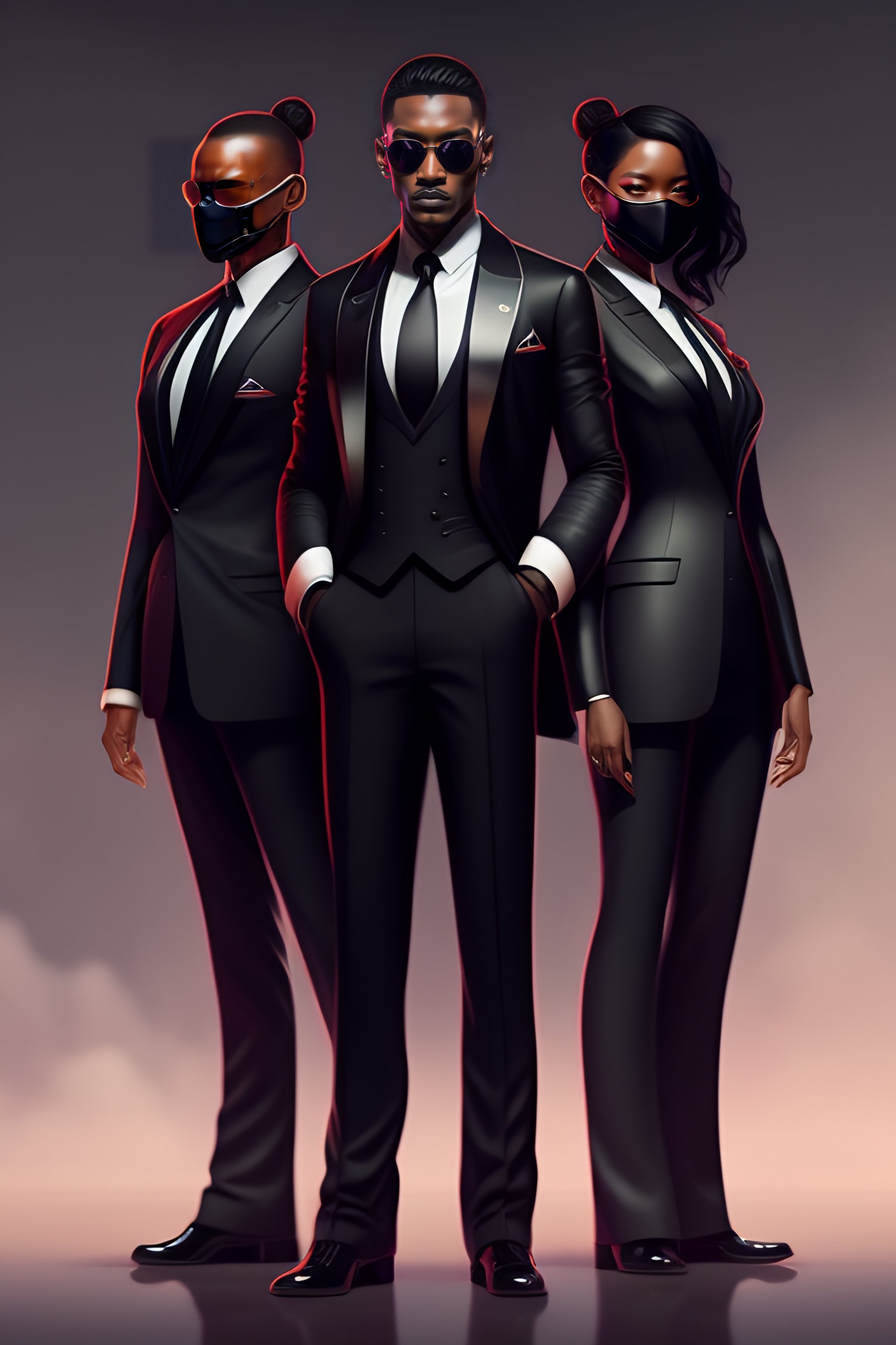 Lexica - A group of benevolent creatures with no face wearing black ...