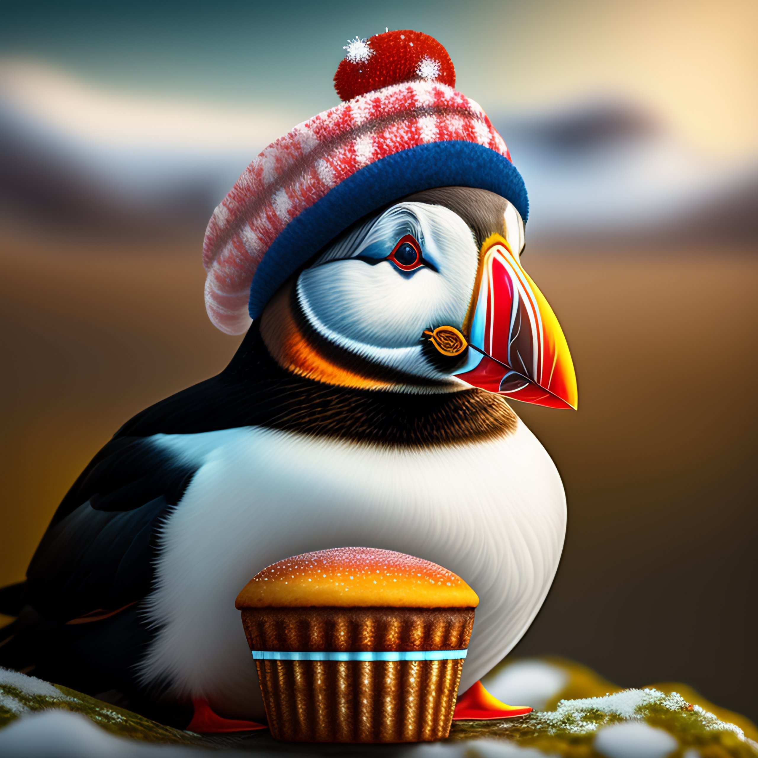 Lexica - Beautiful and bright advertising, painting of a puffin in ...
