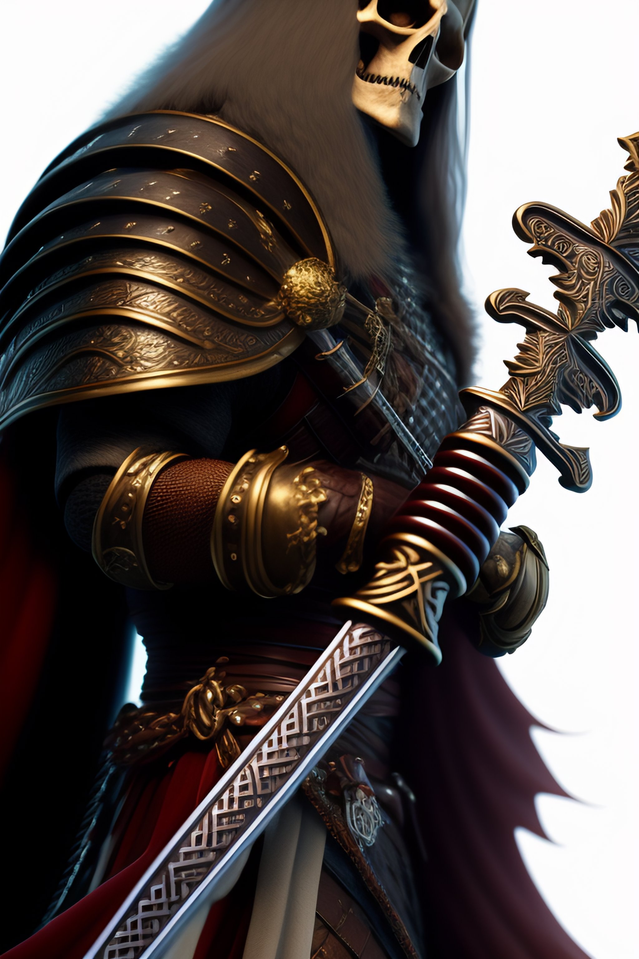 Lexica - A drawing of a skeleton holding a sword hilt, a detailed ...